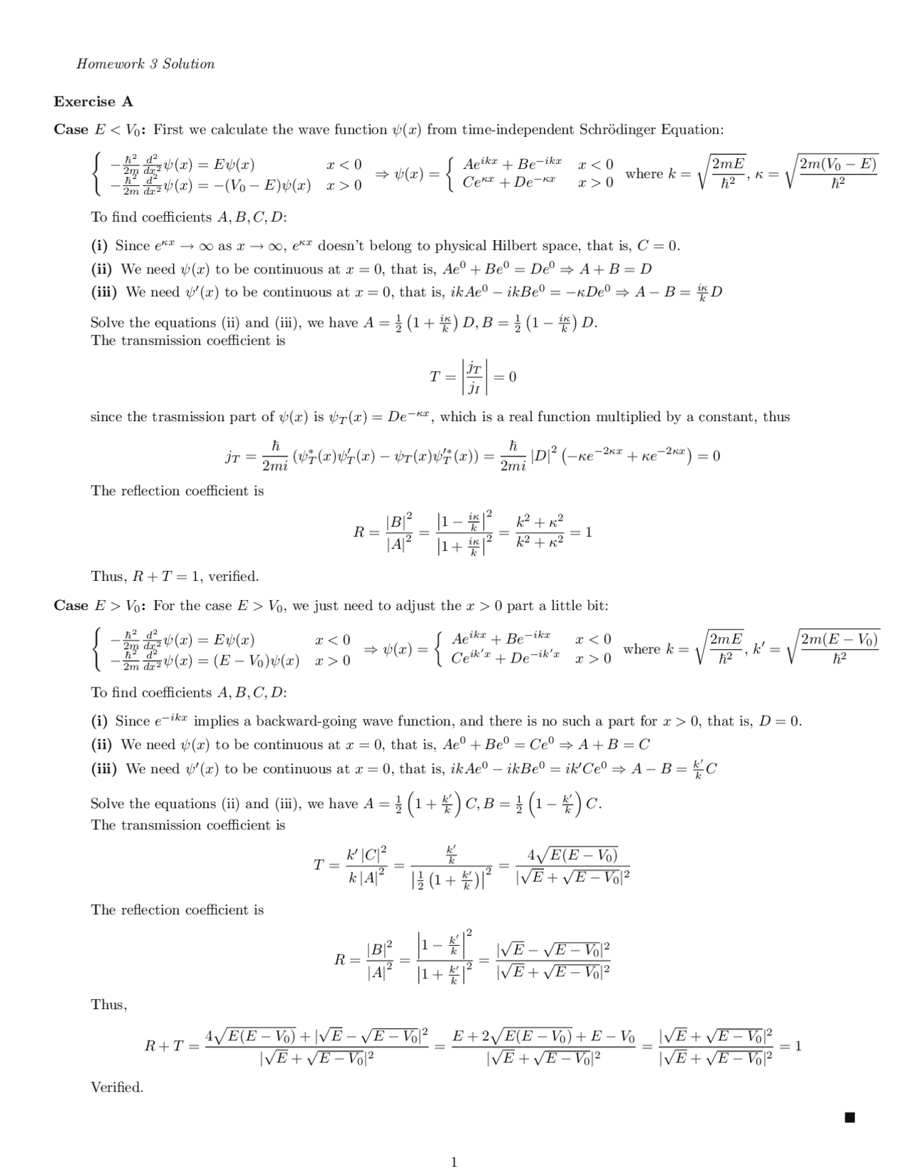 Homework 3 Solution Quantum Physics I Phys 401 Docsity
