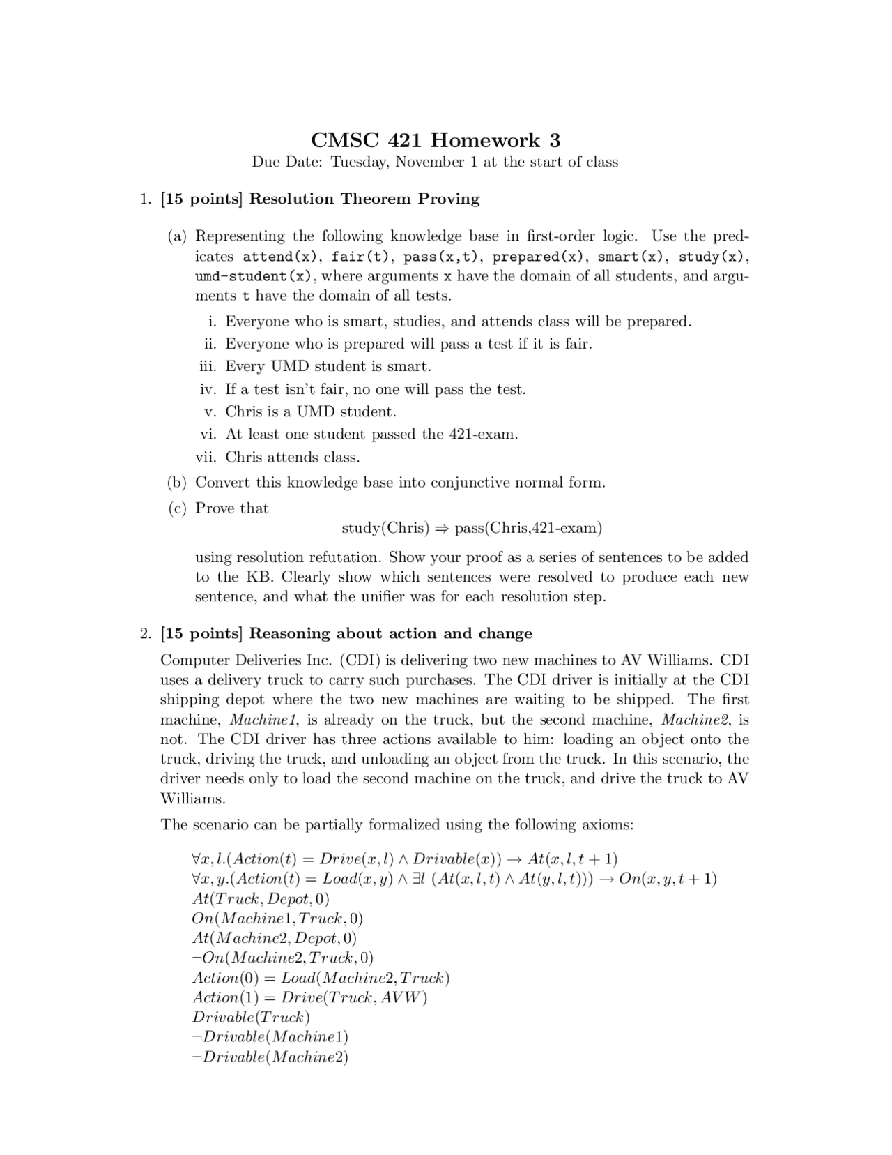 Resolution Theorem Proving Introduction To Artificial Intelligence Cmsc 421 Docsity