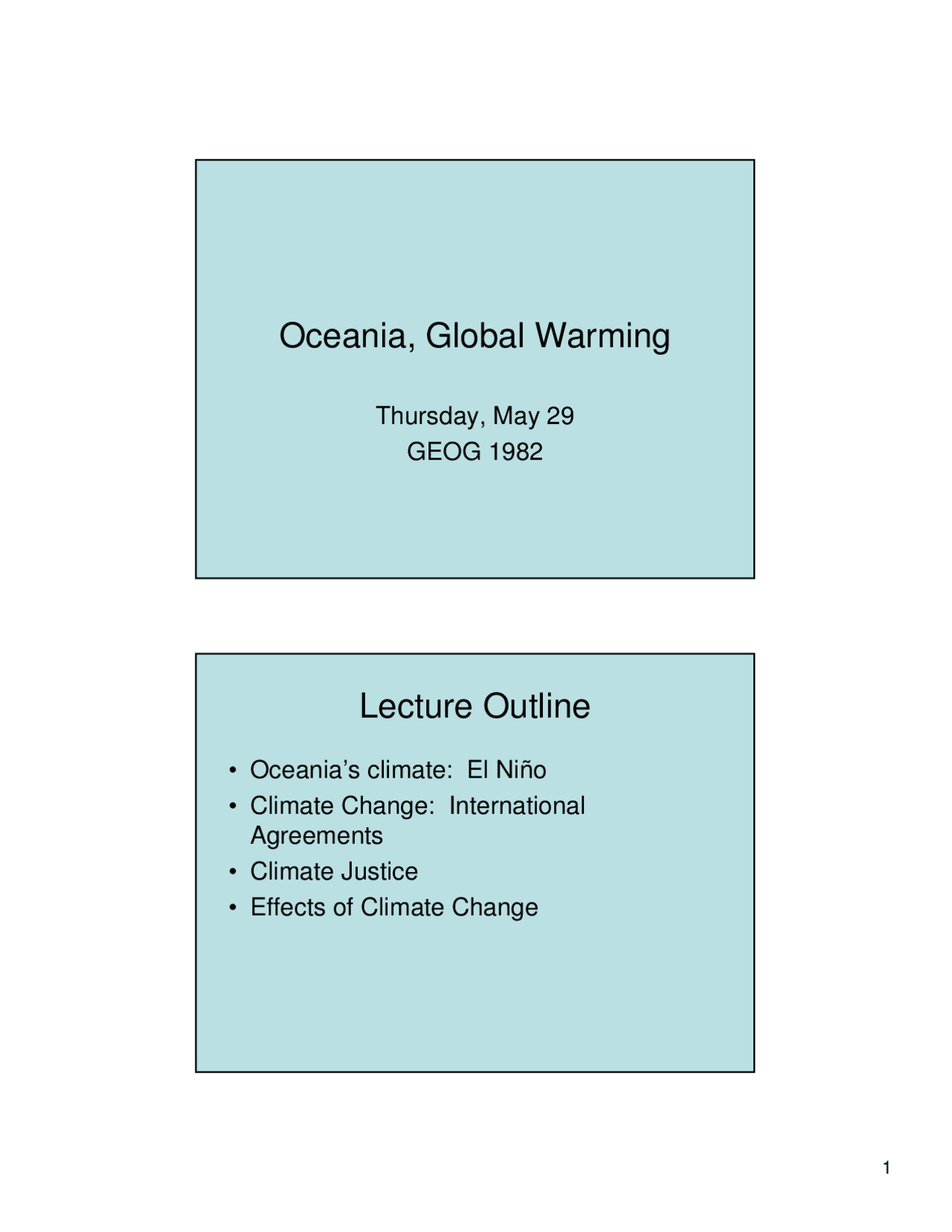 Oceania Global Warming Lecture Slides Geog 1982 Docsity