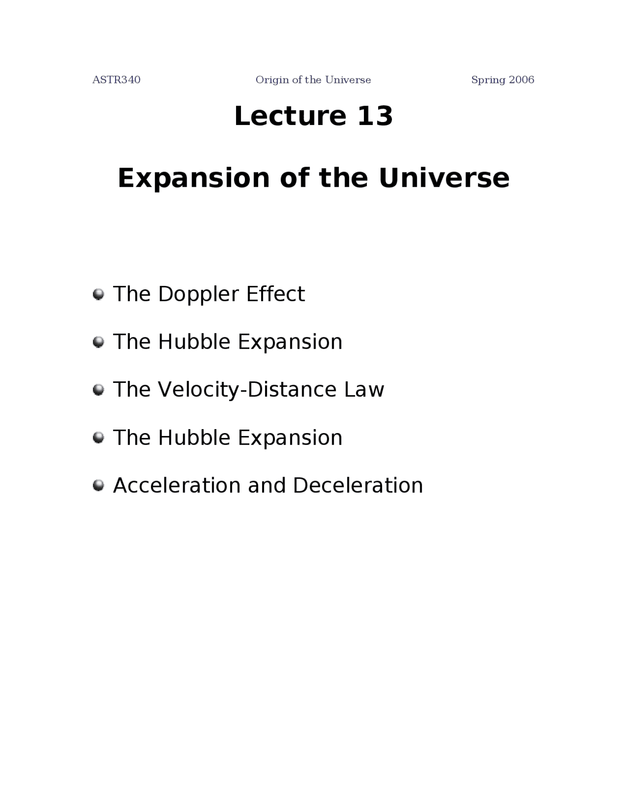 The Doppler Effect Expansion Of The Universe Astr 340 Docsity
