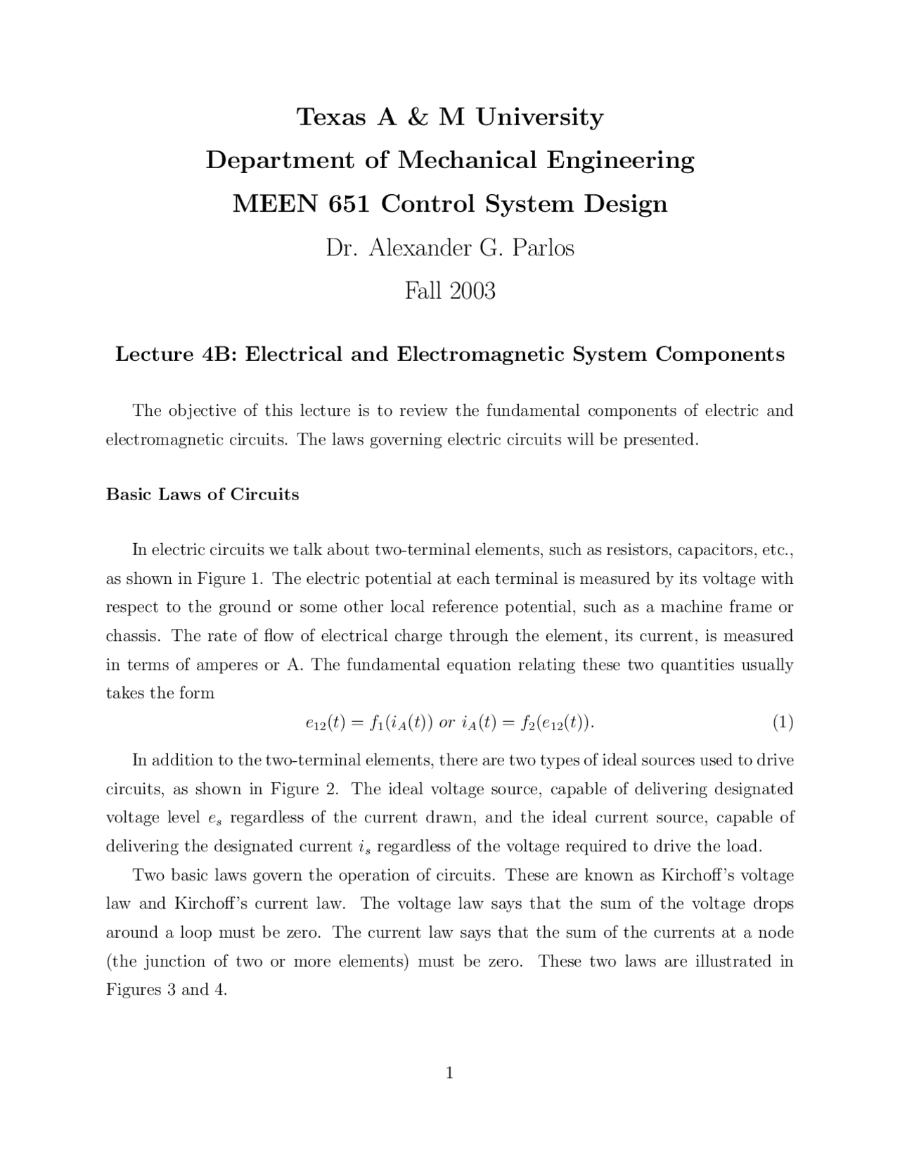 Electrical And Electromagnetic System Components Control Systems