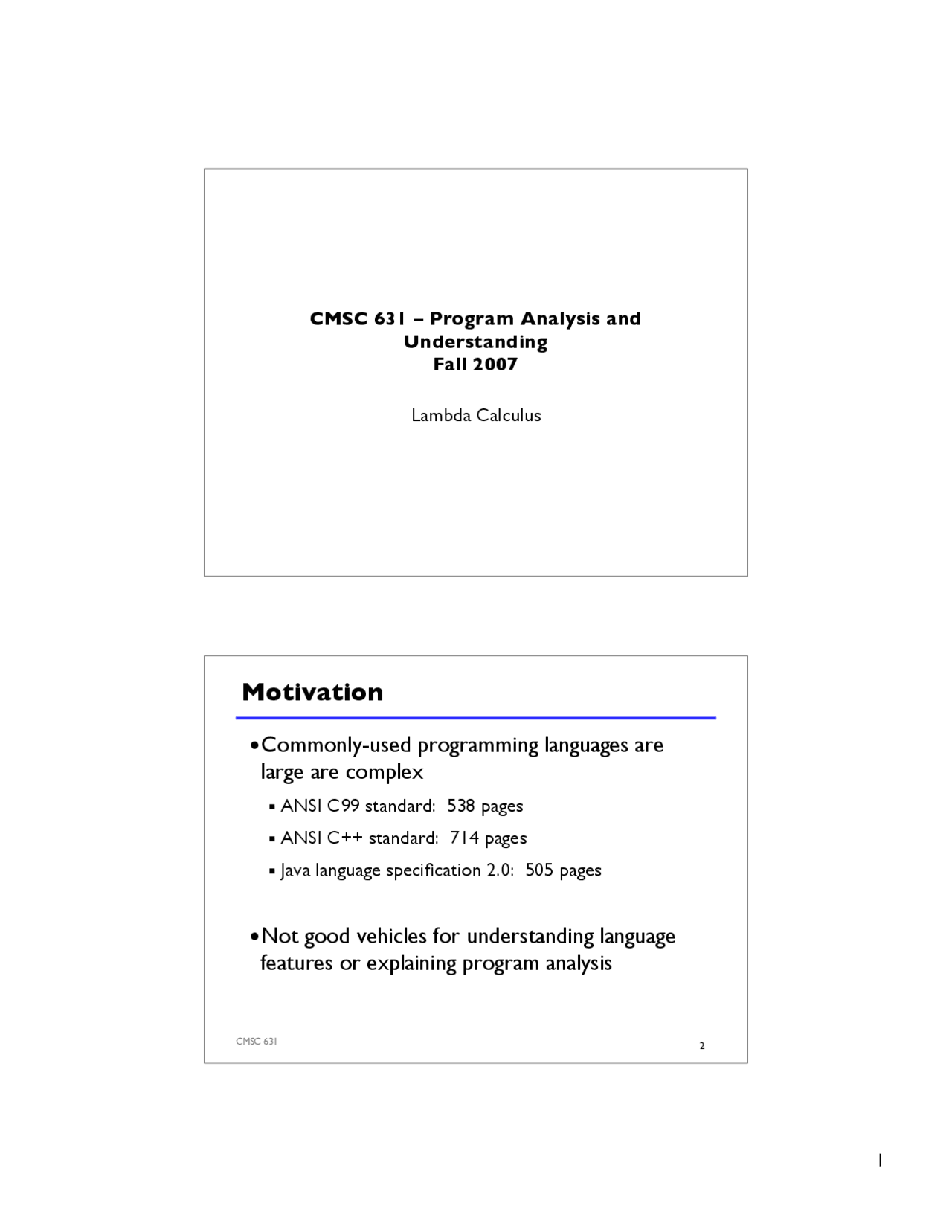 Notes On Motivation Goal And Semantics Slides Cmsc 631 Docsity
