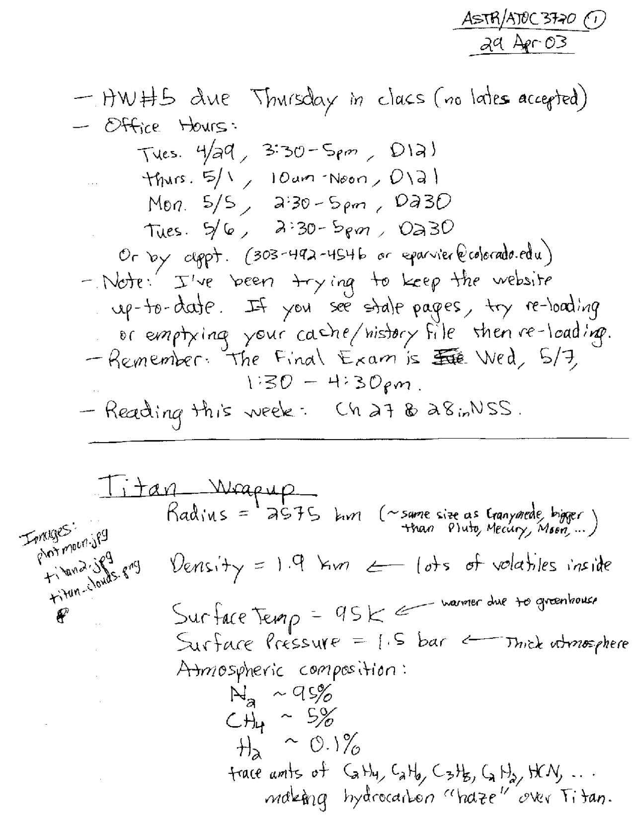 Homework 5 Solutions For Planets And Their Atmospheres Astr 3720