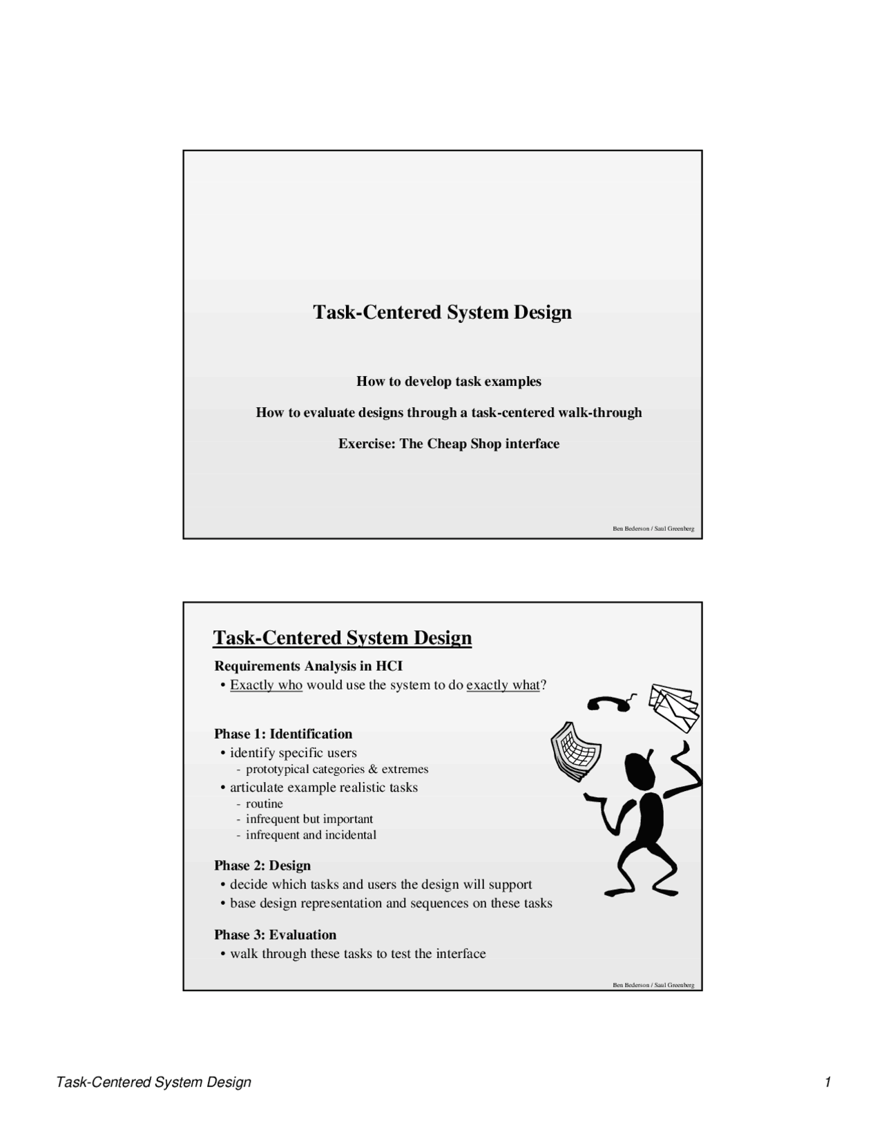Task Centered System Design Introduction Human Computer Interactions
