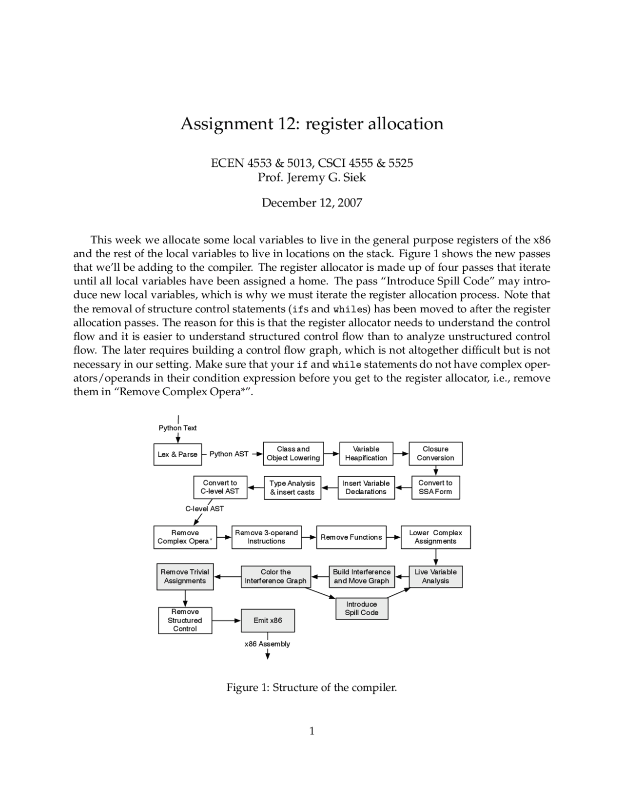 Compiler Construction - Register Allocation - Assignment #12 | ECEN 4553 | Assignments ...