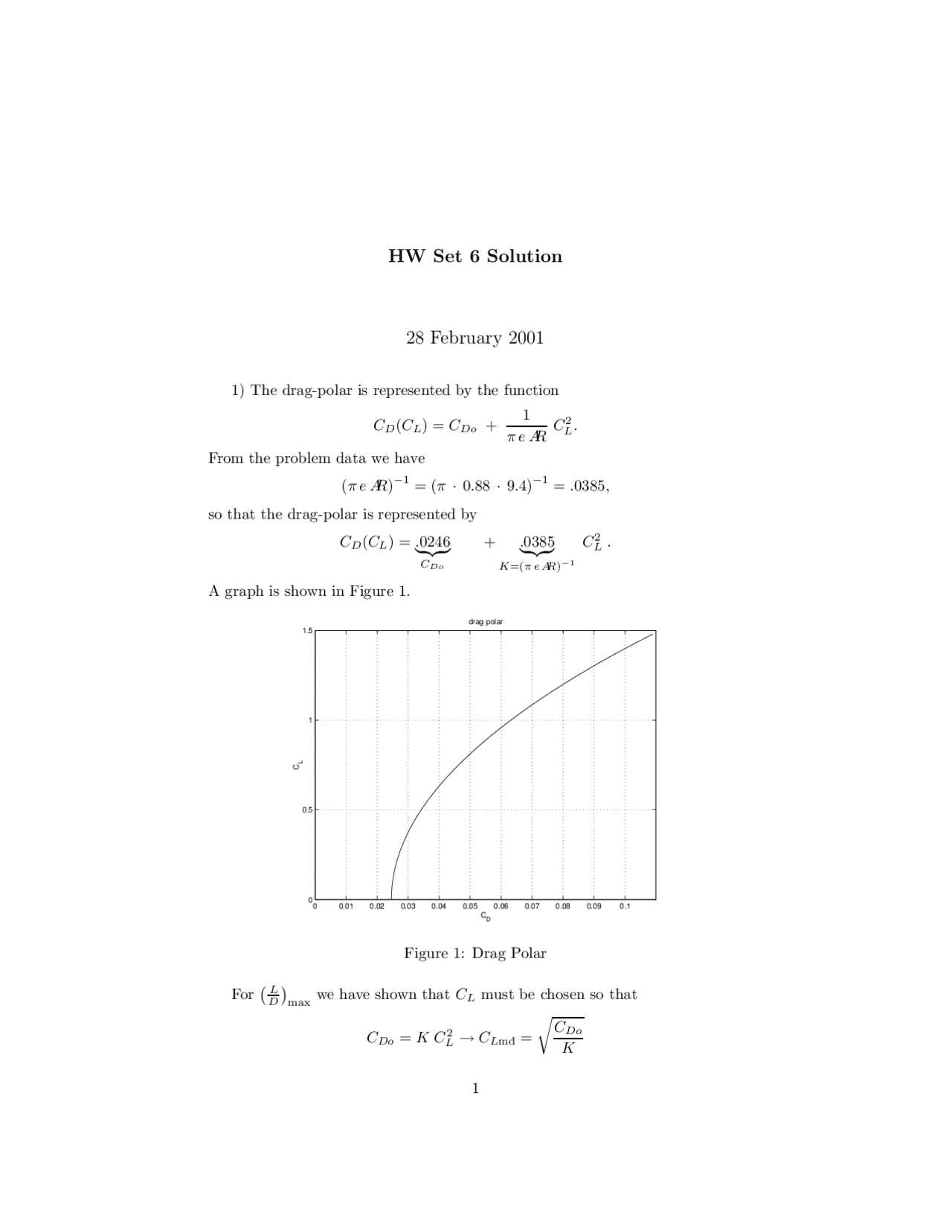 Homework Set 6 With Solutions Aircraft Performance Aoe 3104 Docsity
