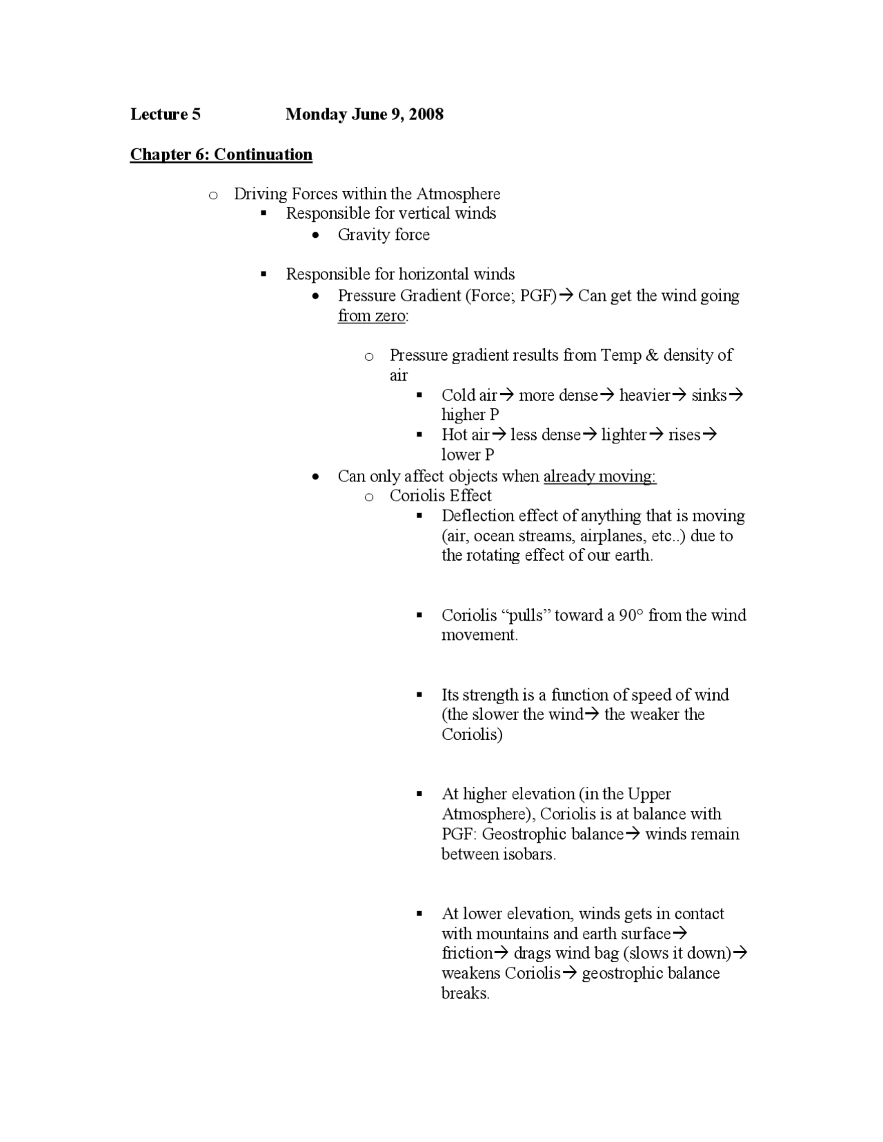 Continuation Lecture Notes Environmental Systems 1 Geog 1001