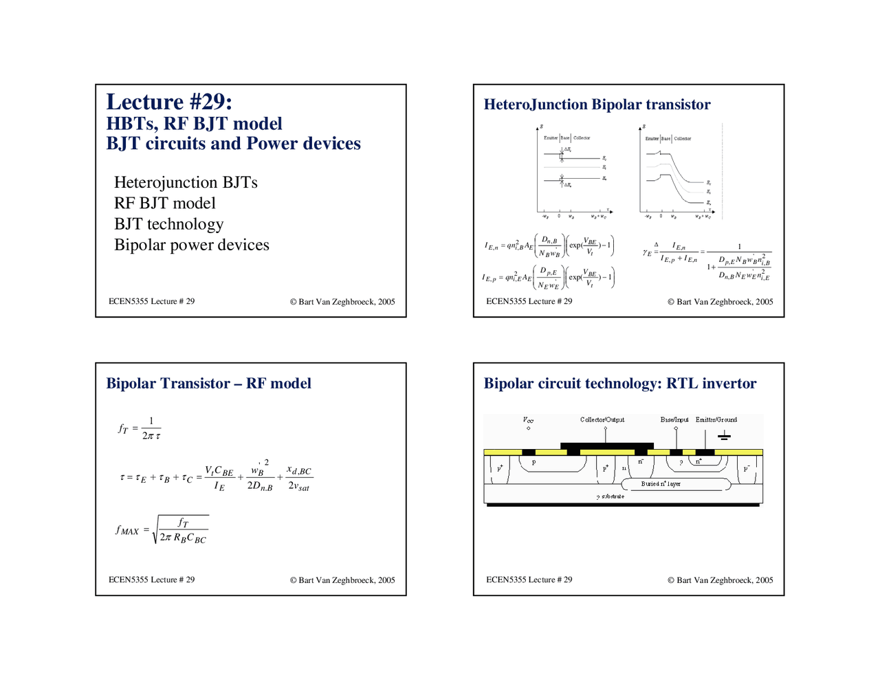 Hetero Junction Bipolar Transistor Slides Ecen 5355 Docsity
