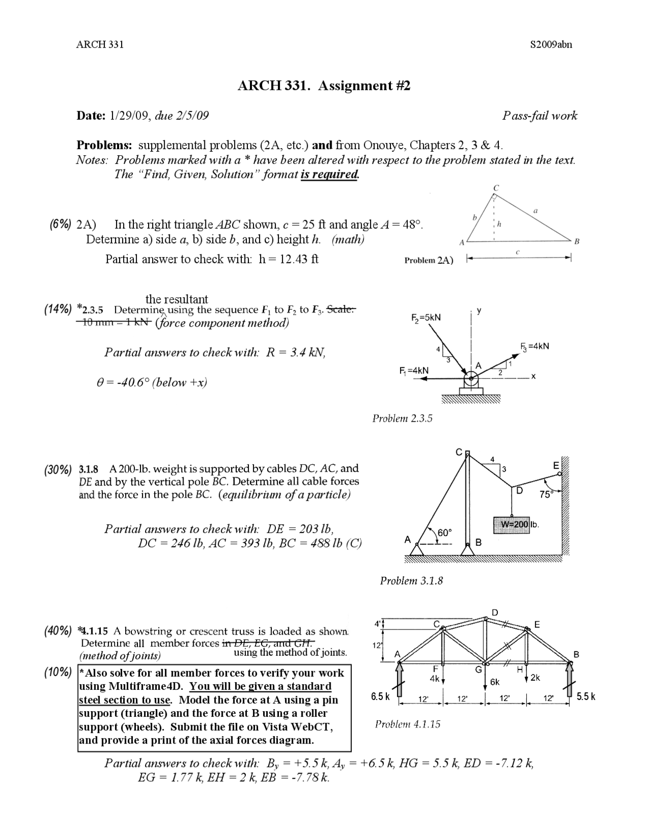 Assignment 2 With Solutions Architectural Structures Arch 331 Docsity