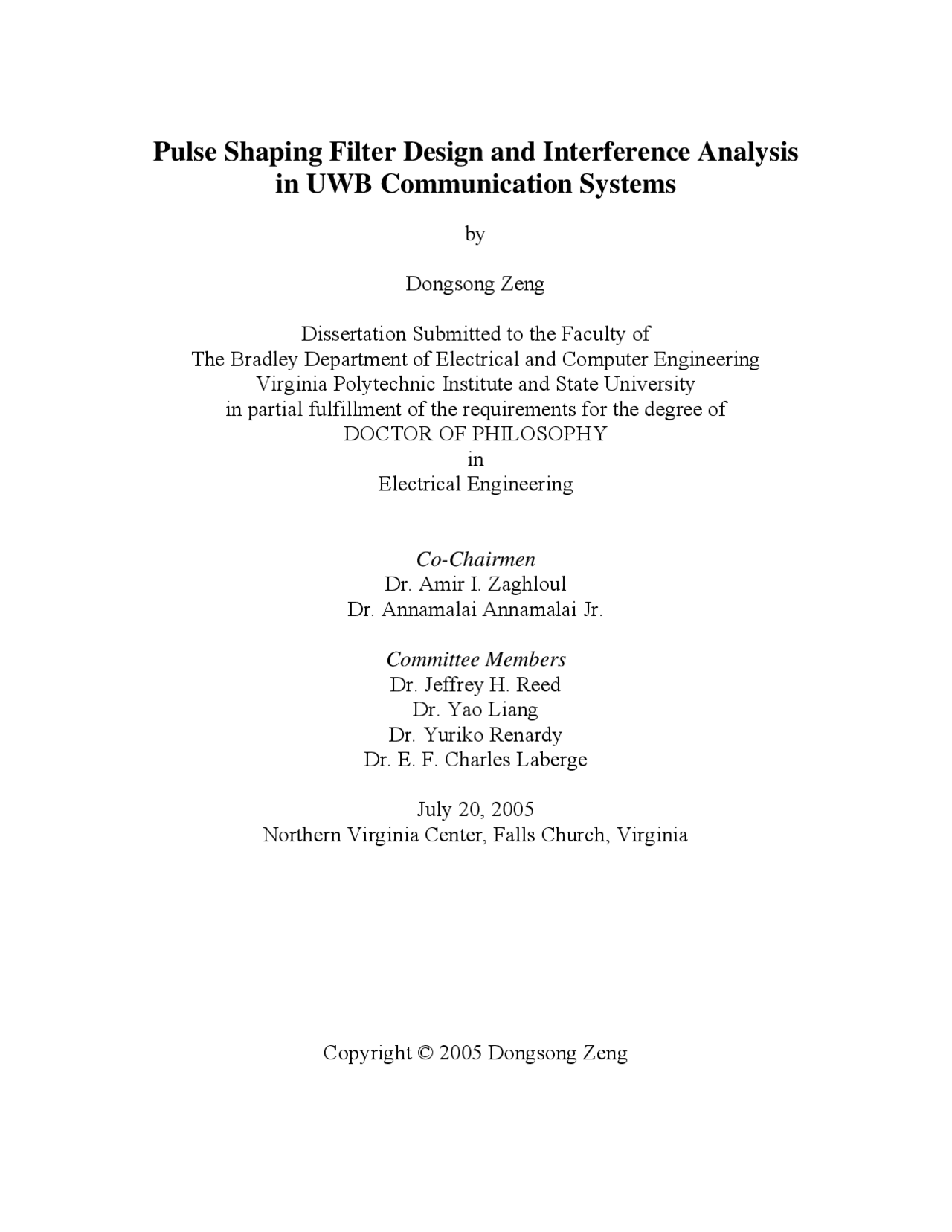Pulse Shaping Filter Design and Interference Analysis in UWB ...