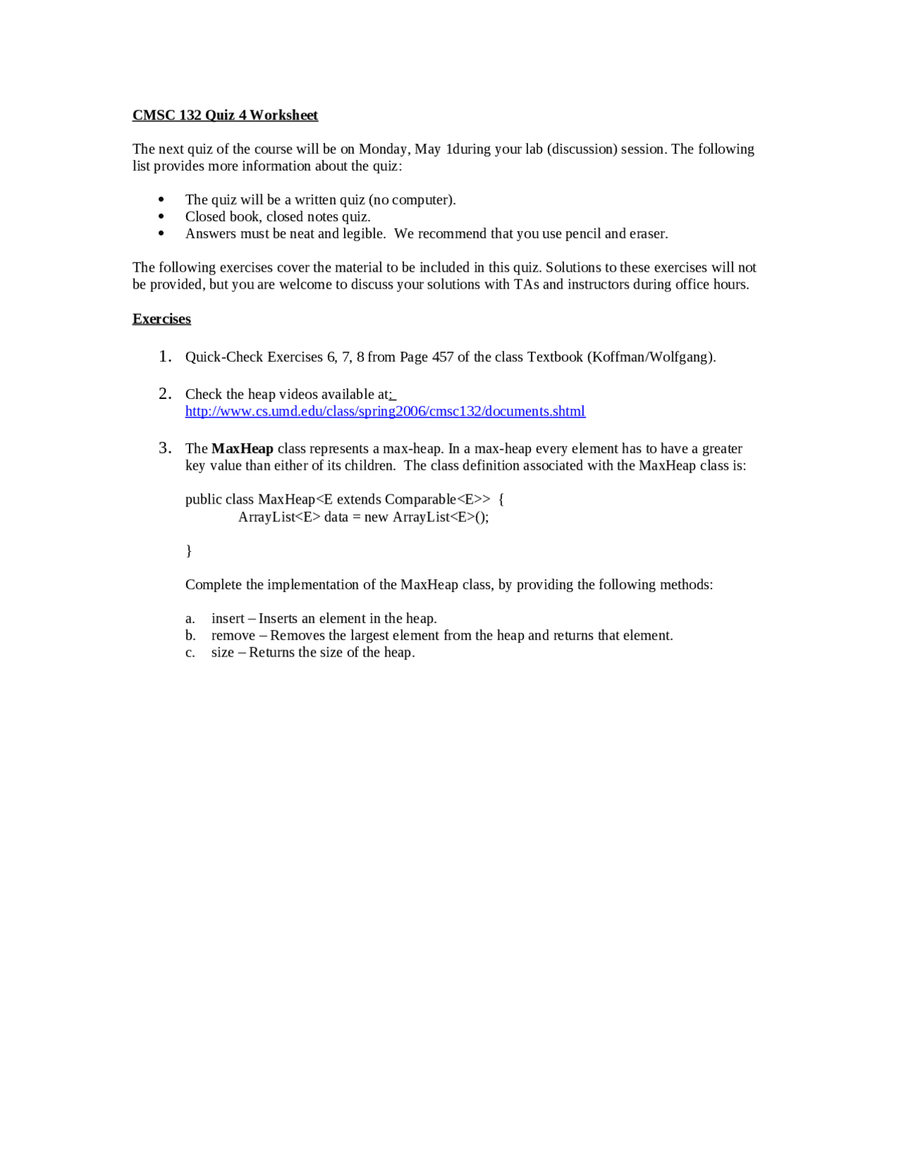 Quiz 4 Worksheet Object Oriented Programming Ii Cmsc 132 Docsity 3187