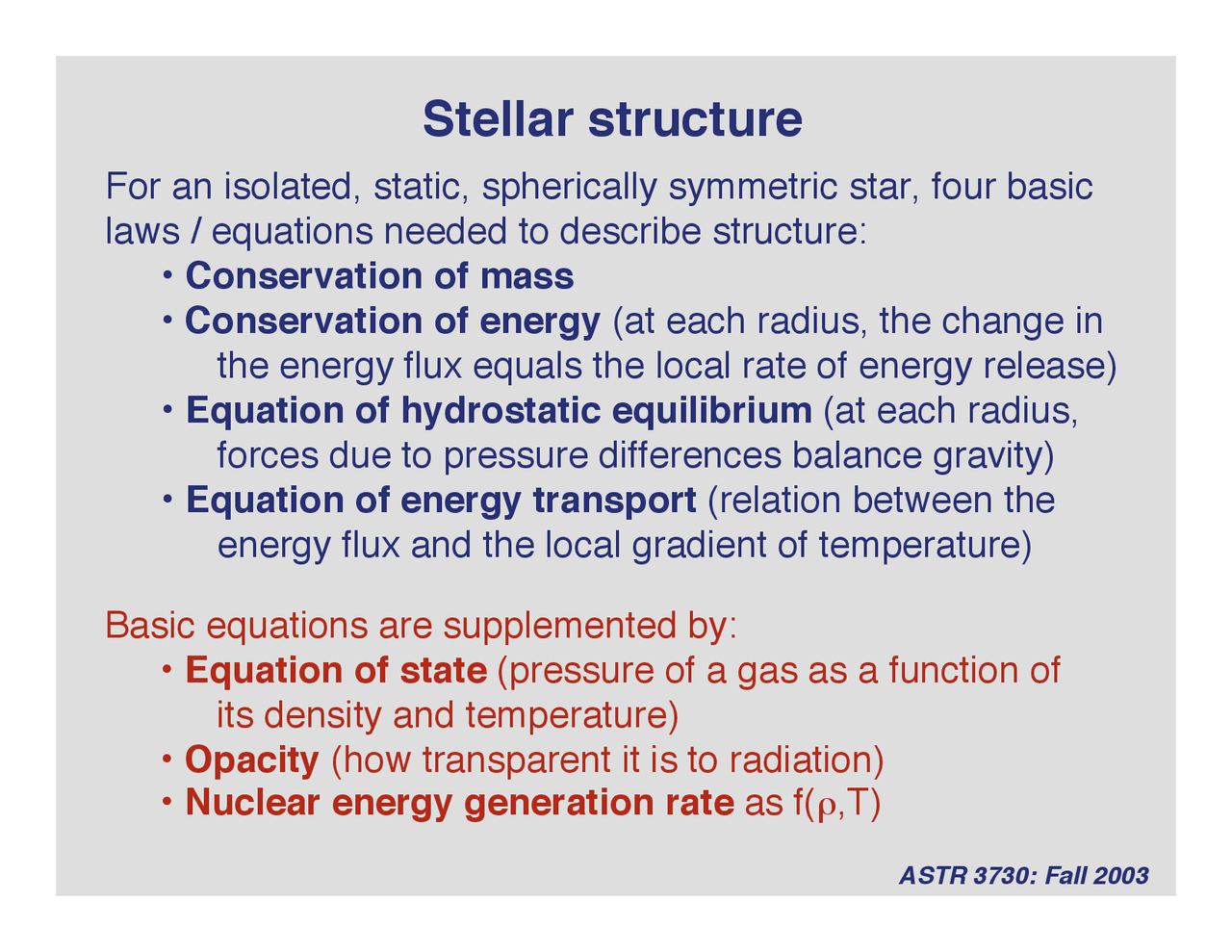 Stellar Structure Lecture Slides Astr 3730 Docsity