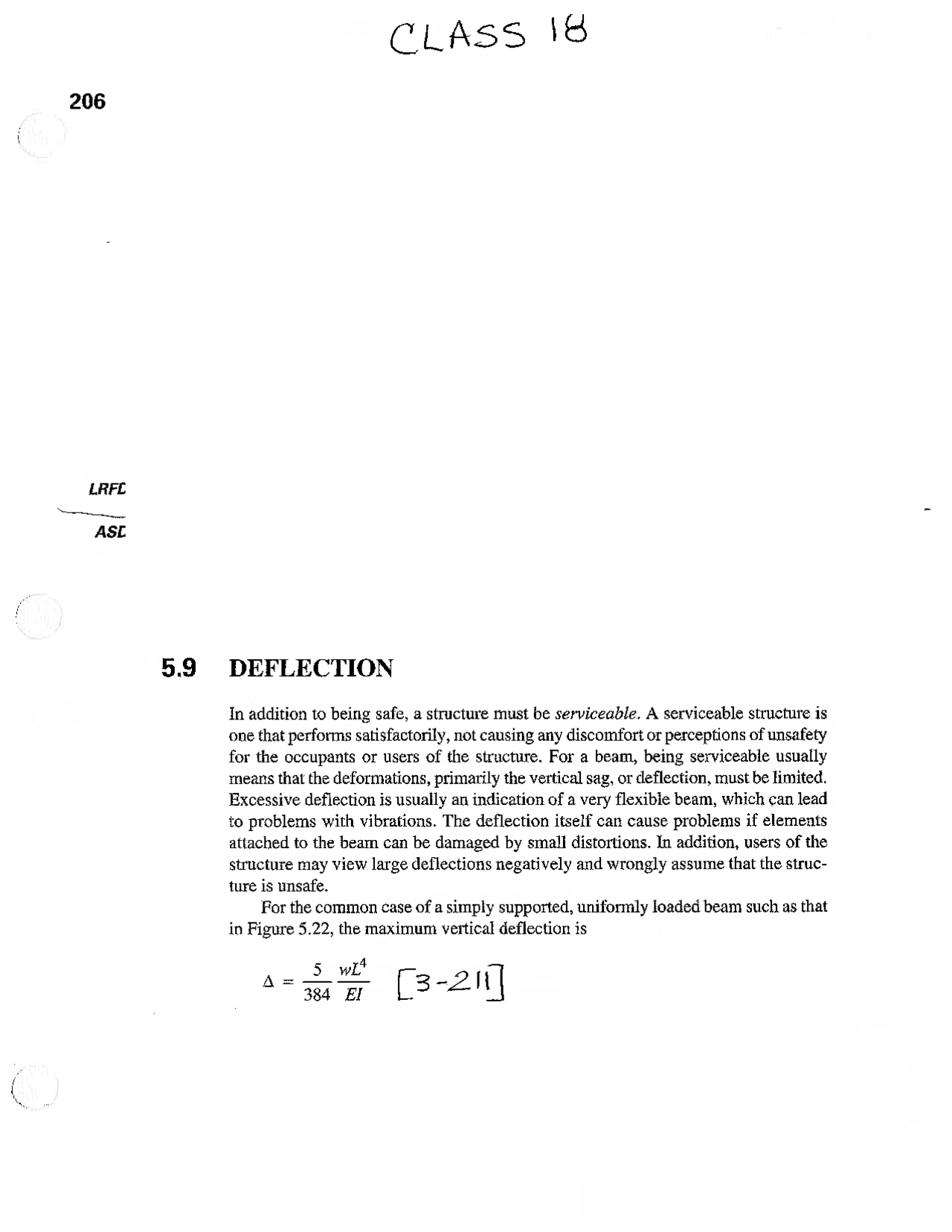Notes On Deflection Beam Design Chart Structural Steel Design Cven