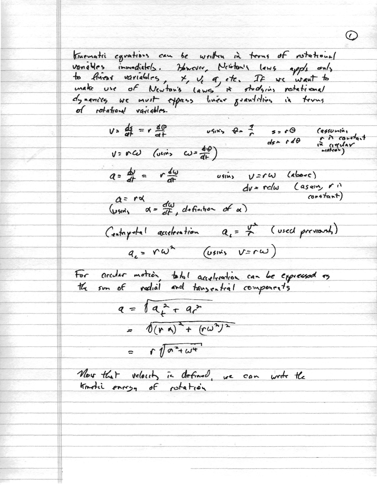 Handwritten Notes On Kinematics Equations Principles Physics Phys