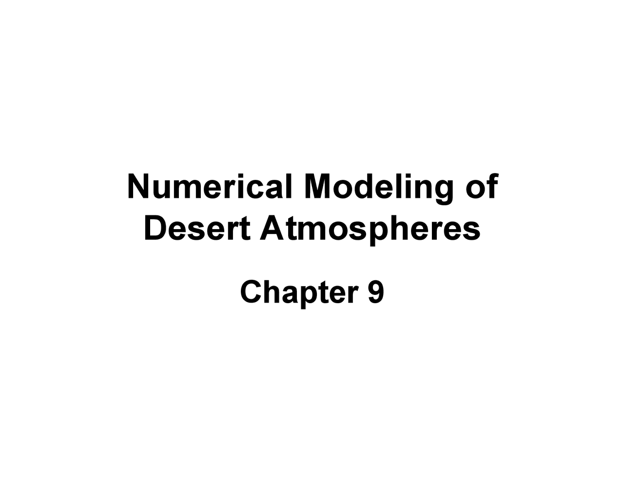 Numerical Modeling Of Desert Atmosphere Notes Atoc 4750 Docsity