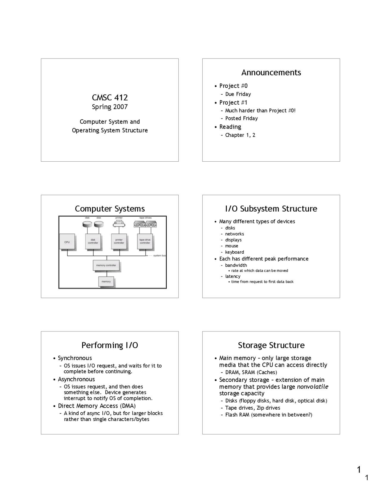 Computer System And Operating System Structure Operating Systems Cmsc 412 Docsity