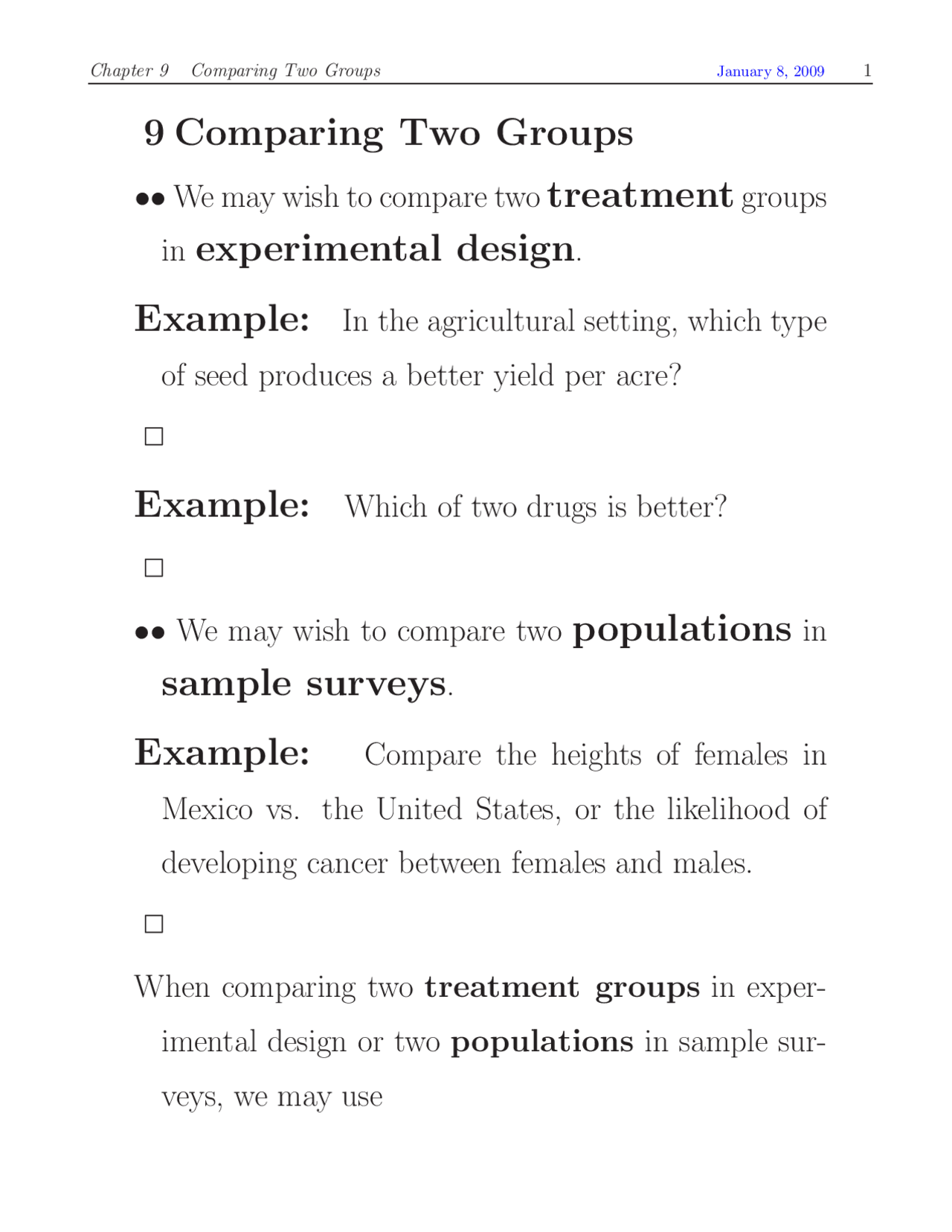 Comparing Two Groups - Elementary Statistics | MATH 220 - Docsity