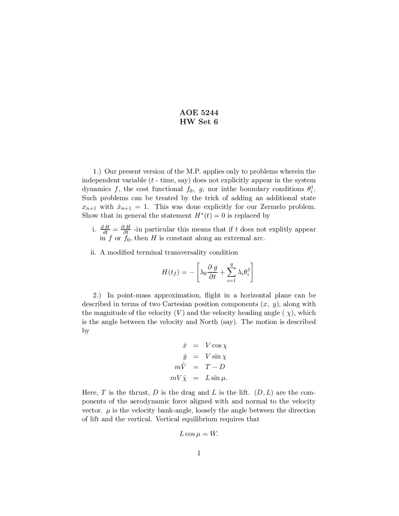 Assignment 6 For Optimization Techniques Aoe 5244 Docsity
