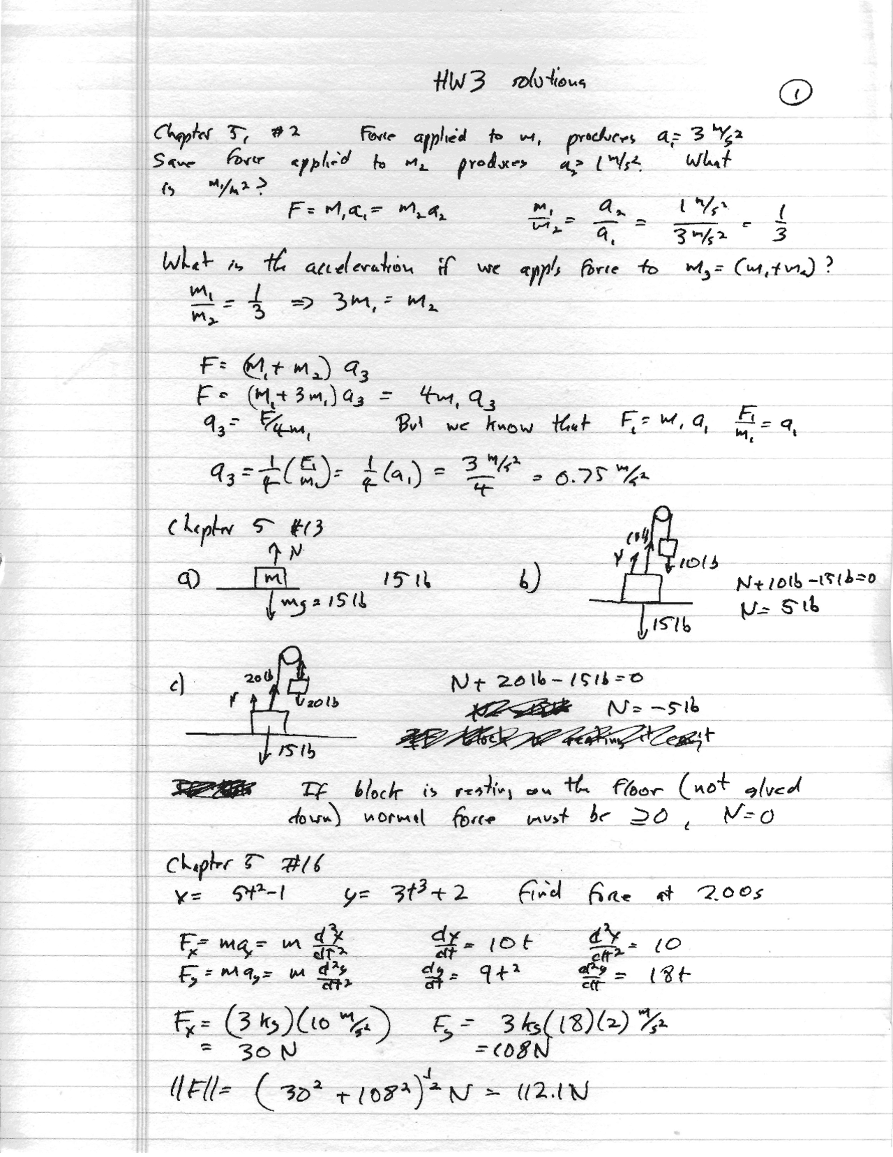 Principles Of Physics Homework 3 With Solutions Phys 141 Docsity