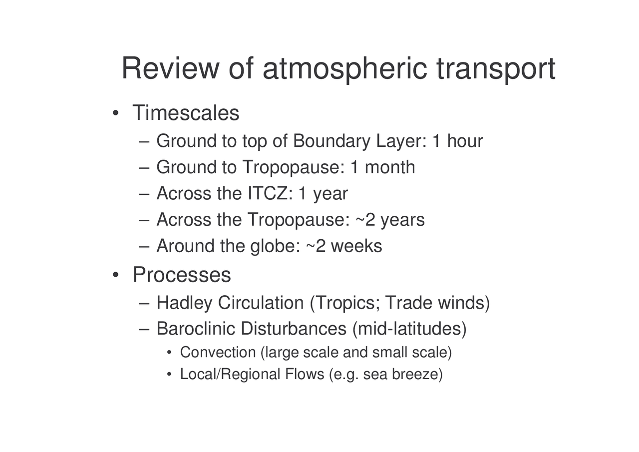 Review Of Atmospheric Transport Lecture Notes Geos 489 Docsity