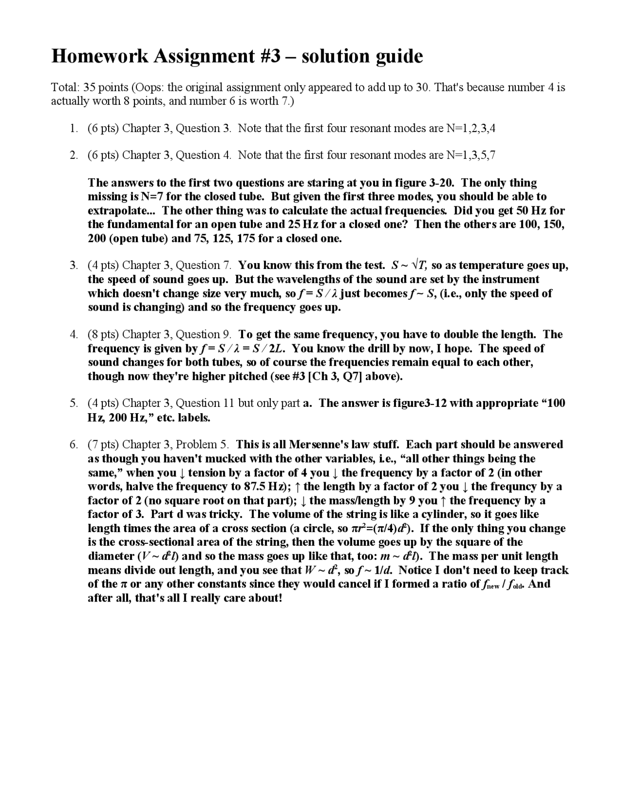 Physics of Music - Assignment 3 with Solution | PHYS 102 - Docsity