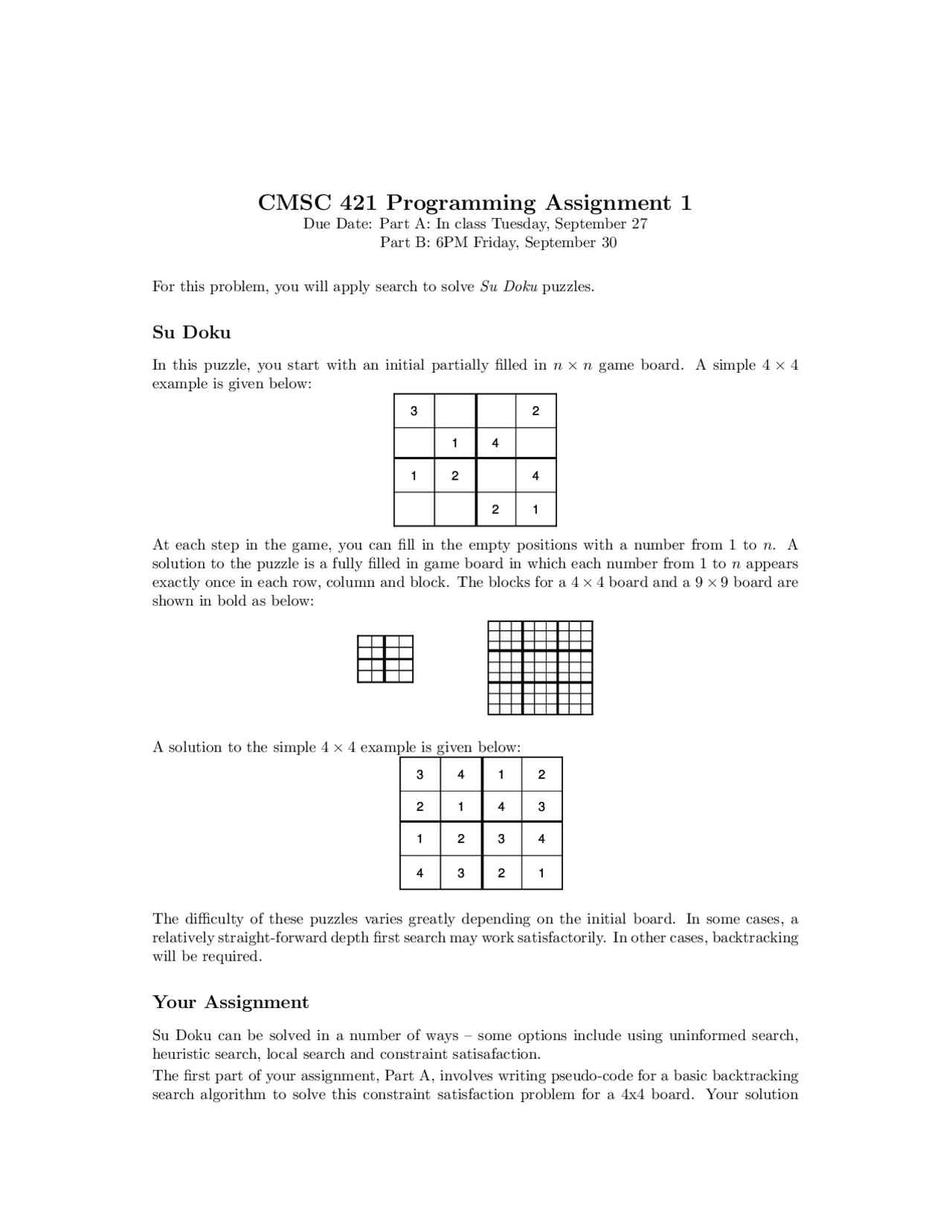 Assignment 1 , Programming - Introduction to Artificial Intelligence | CMSC 421 | Assignments ...