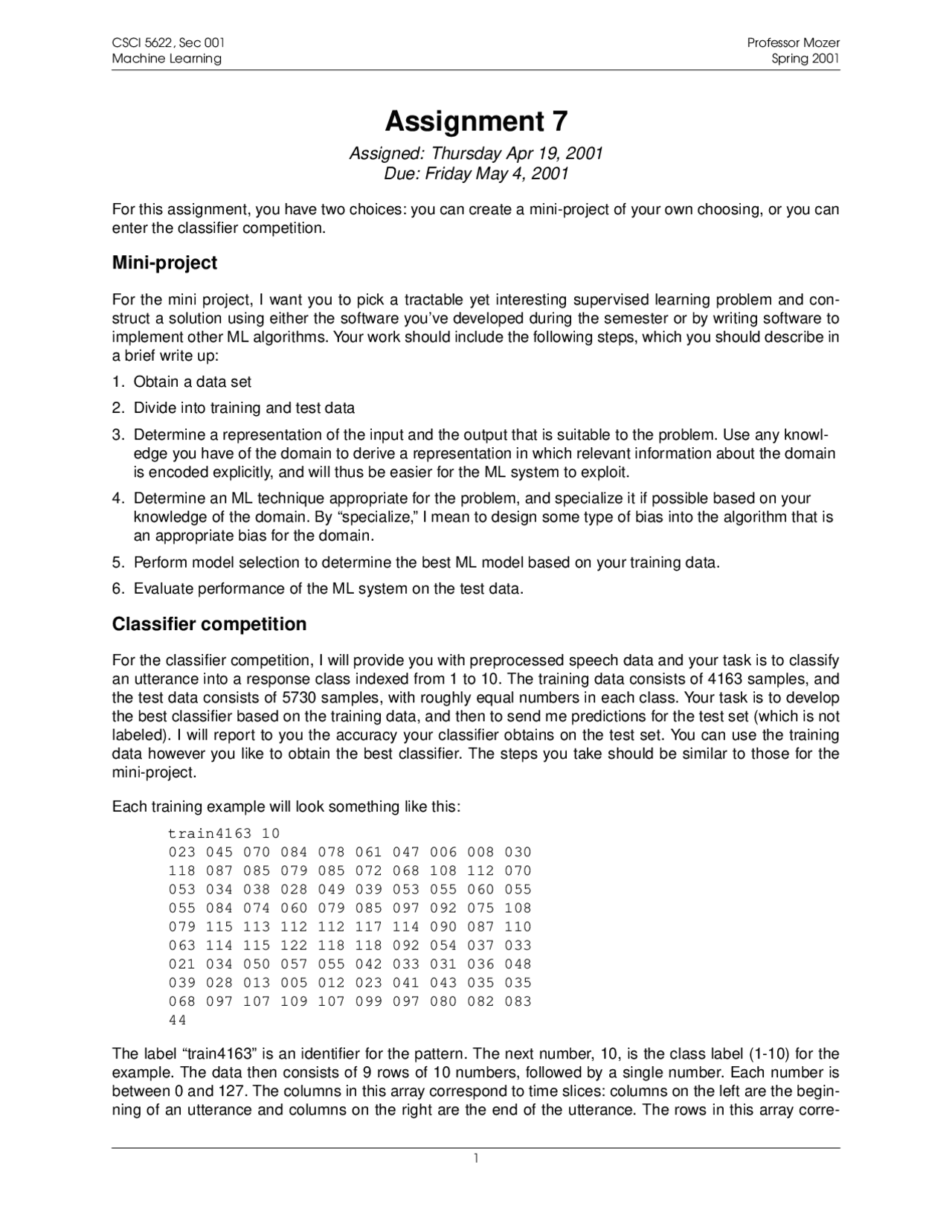 Machine Learning Assignment 7 Project Csci 5622 Docsity