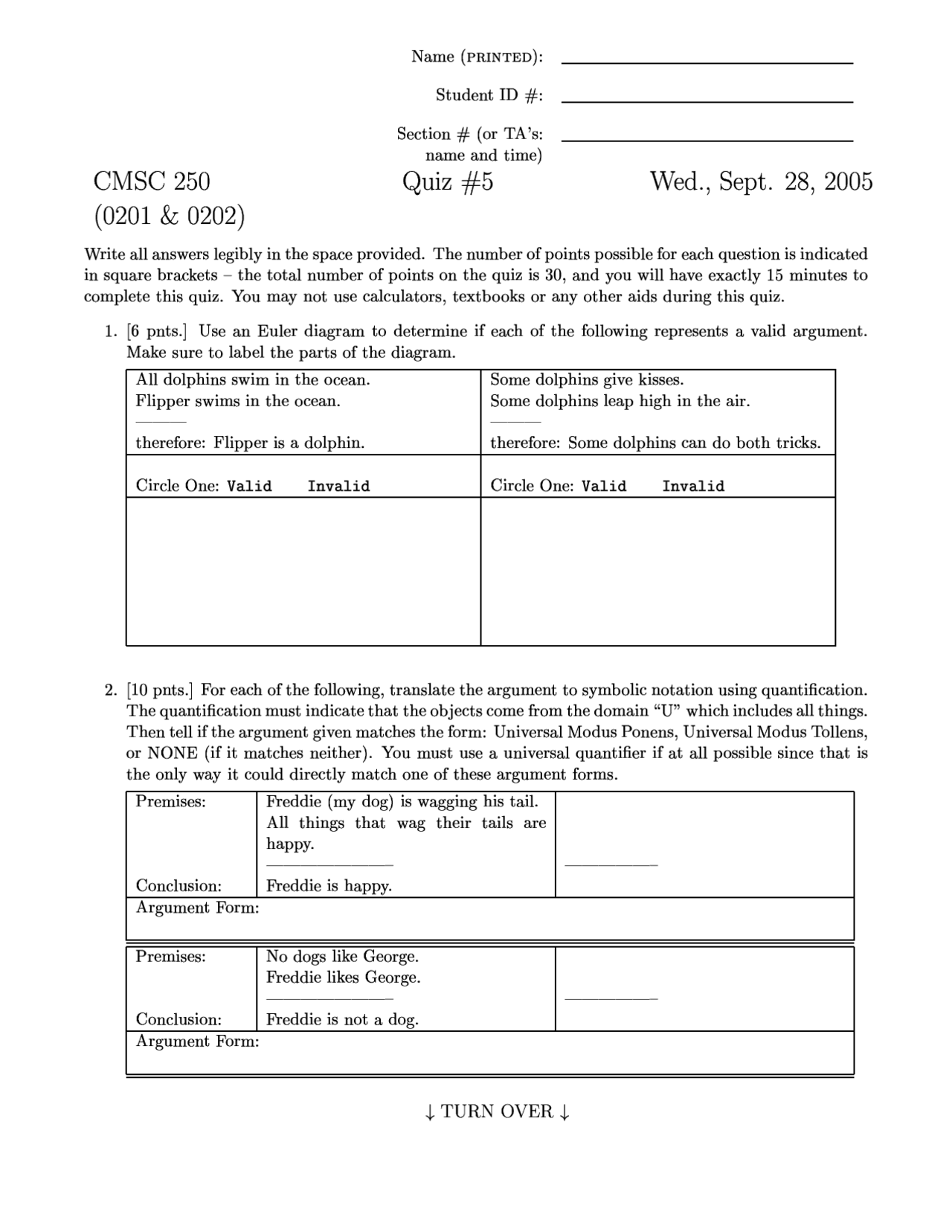 Practice Quiz 5 Discrete Structures Cmsc 250 Docsity