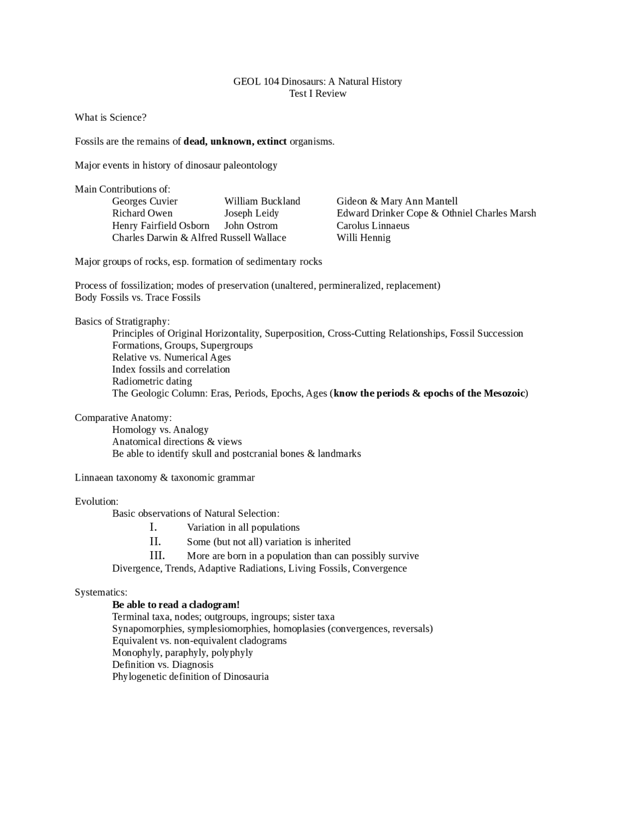 What Is Science Test 1 Review Sheet Geol 104 Docsity