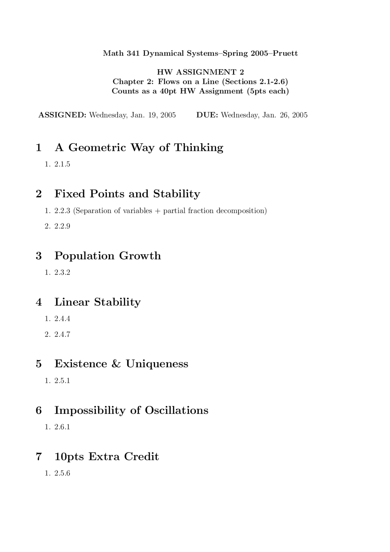 Homework 2 Nonlinear Dynamics And Chaos Math 341 Docsity