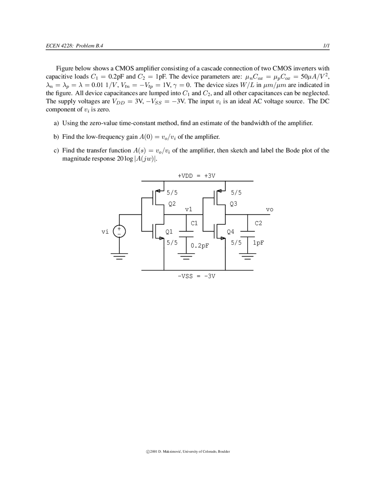 Problem Set 4 Analog Ic Design Ecen 4827 Docsity