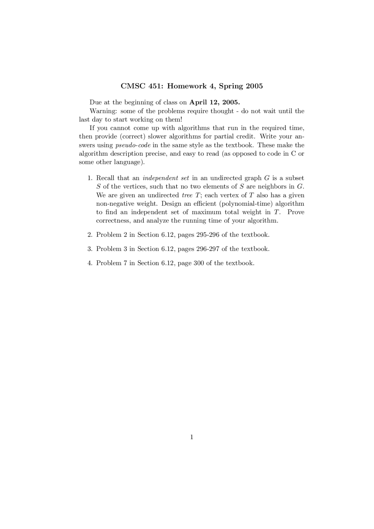 Homework 4 Problems Design And Analysis Computer Algorithms Cmsc 5111