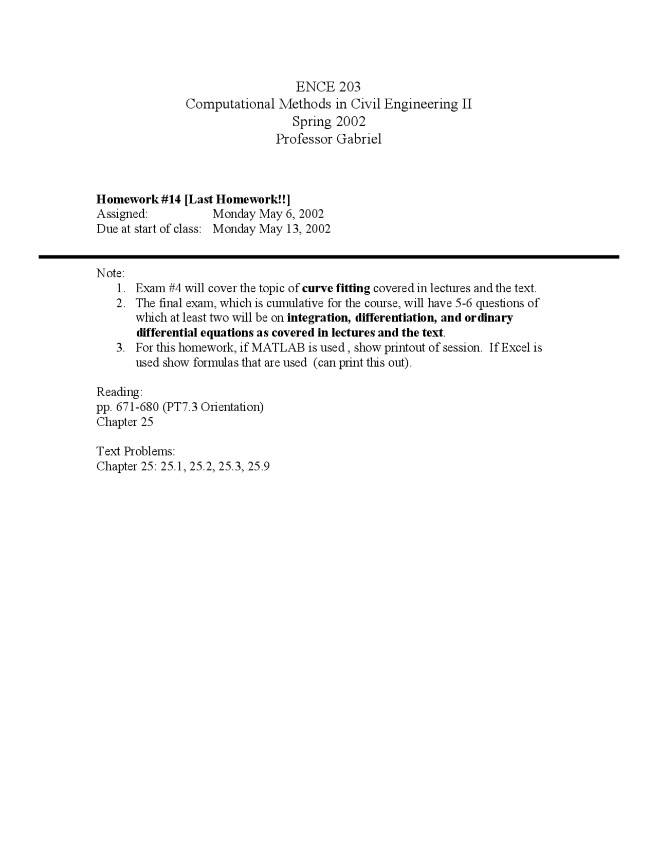 Problem Set 14 Computational Methods In Civil Engineering Ii Ence