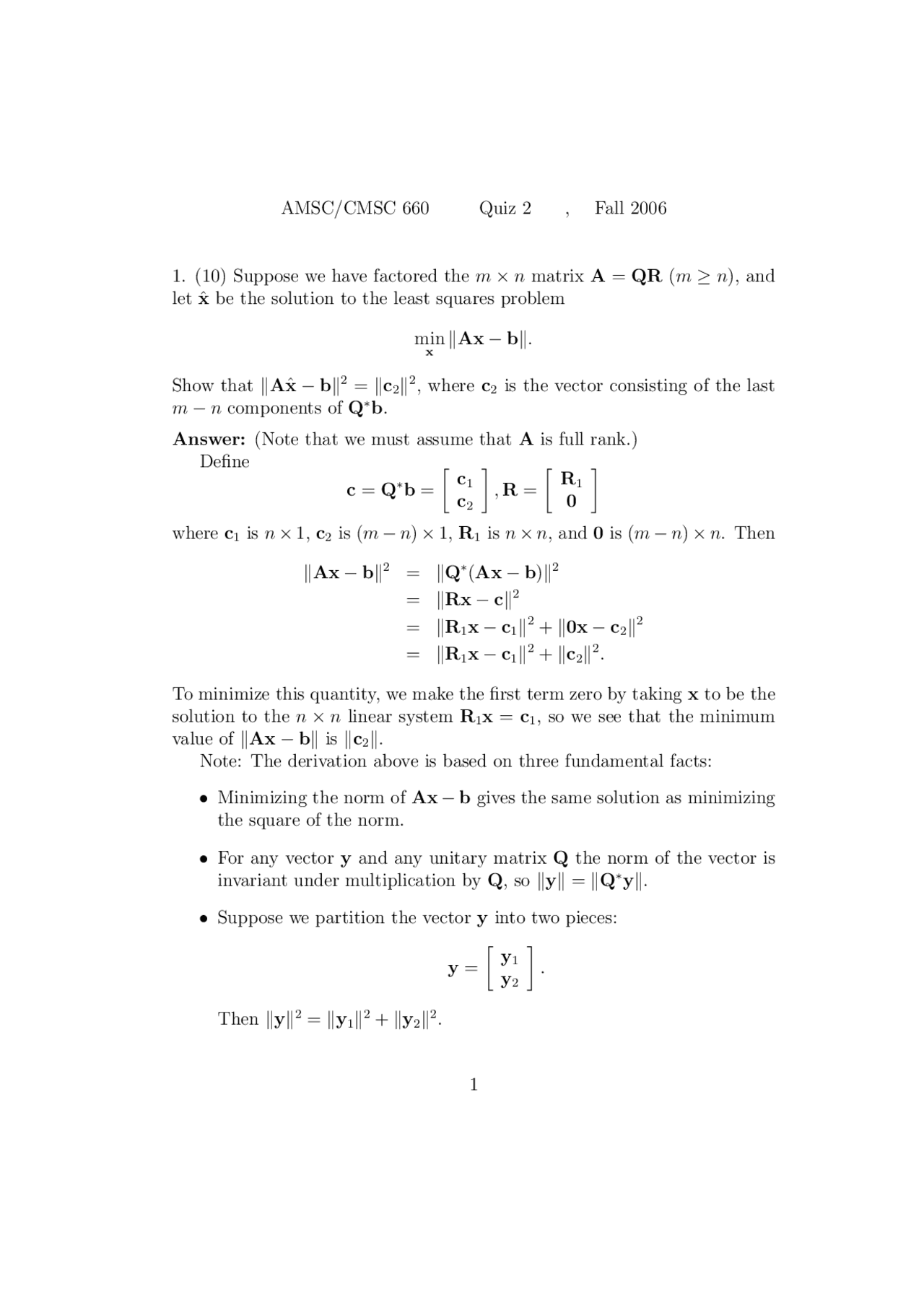 Quiz 2 With Solutions For Scientific Computation Cmsc 660 Docsity 