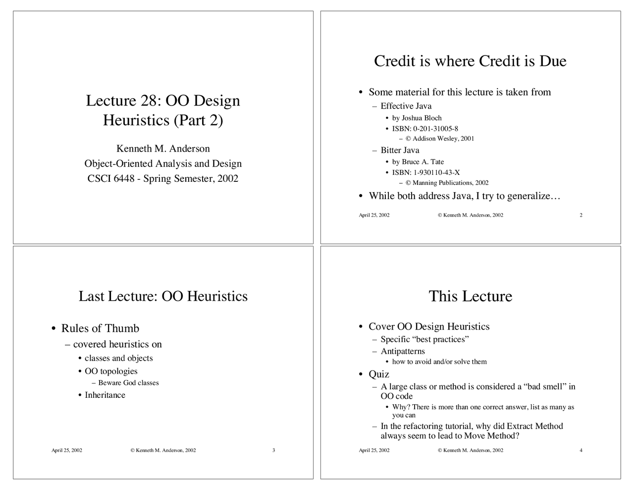 Slides On Design Heuristics Object Oriented Analysis And Design Csci 6448 Docsity