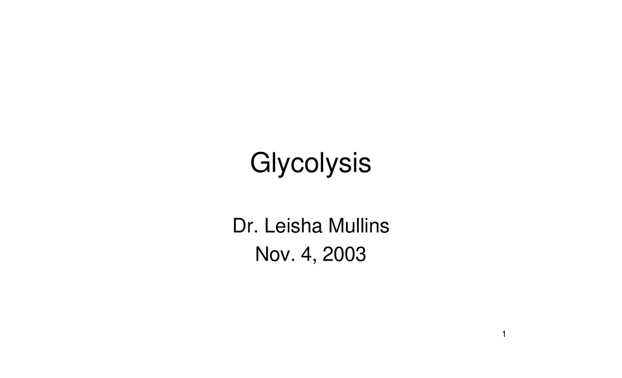 Glycolysis Of Elements Of Biochemistry Lecture Slides Bich 303