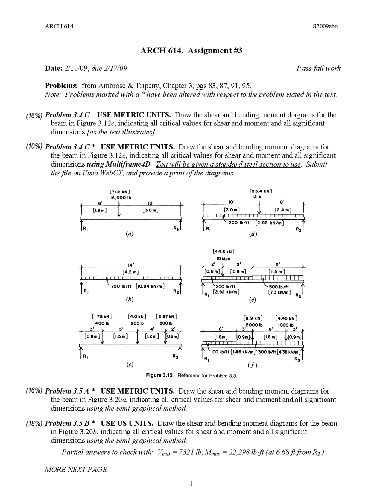 Assignment 3 With Solutions Elements Of Architecture Structures Arch 614 Docsity