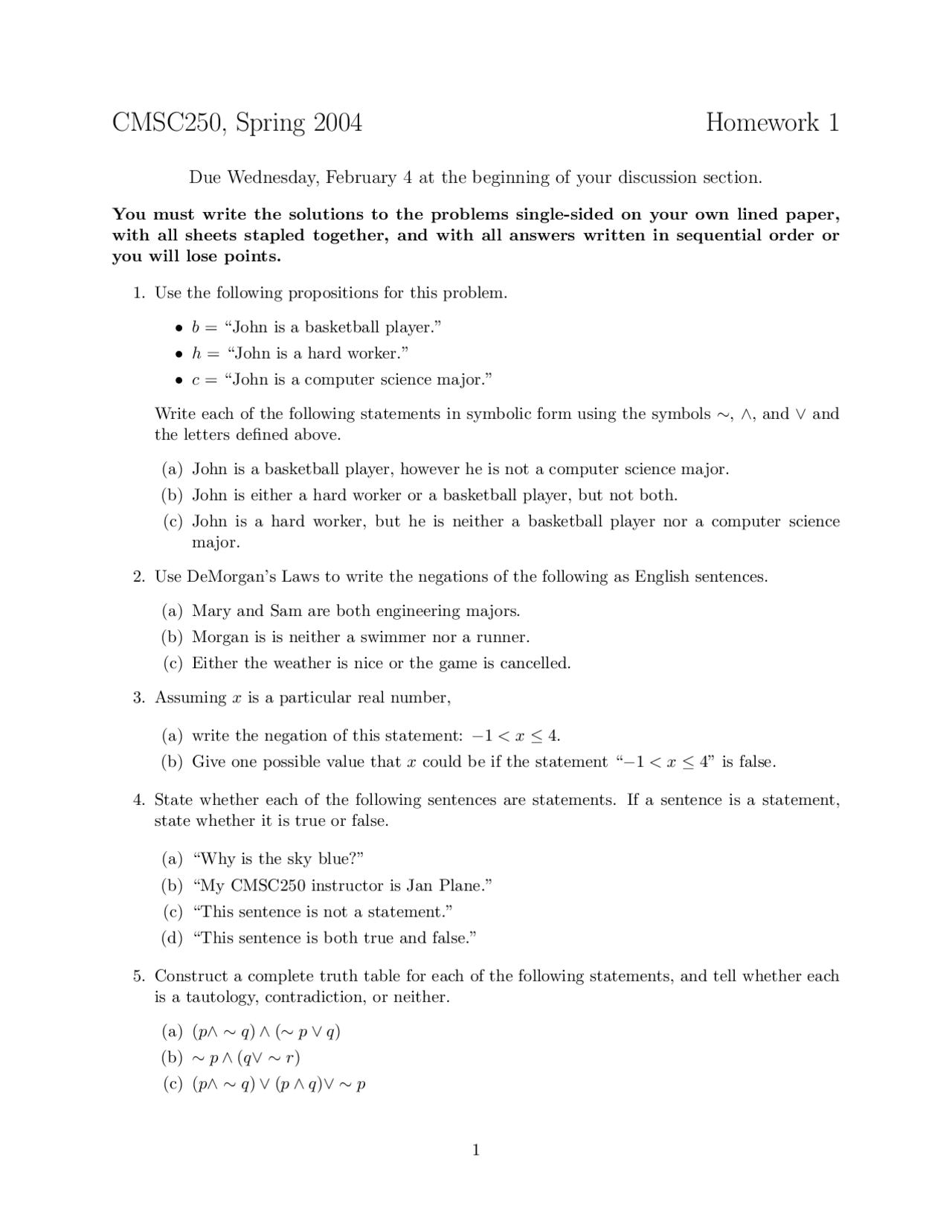 Practice Questions Discrete Structures Spring 2004 Cmsc 250 Docsity