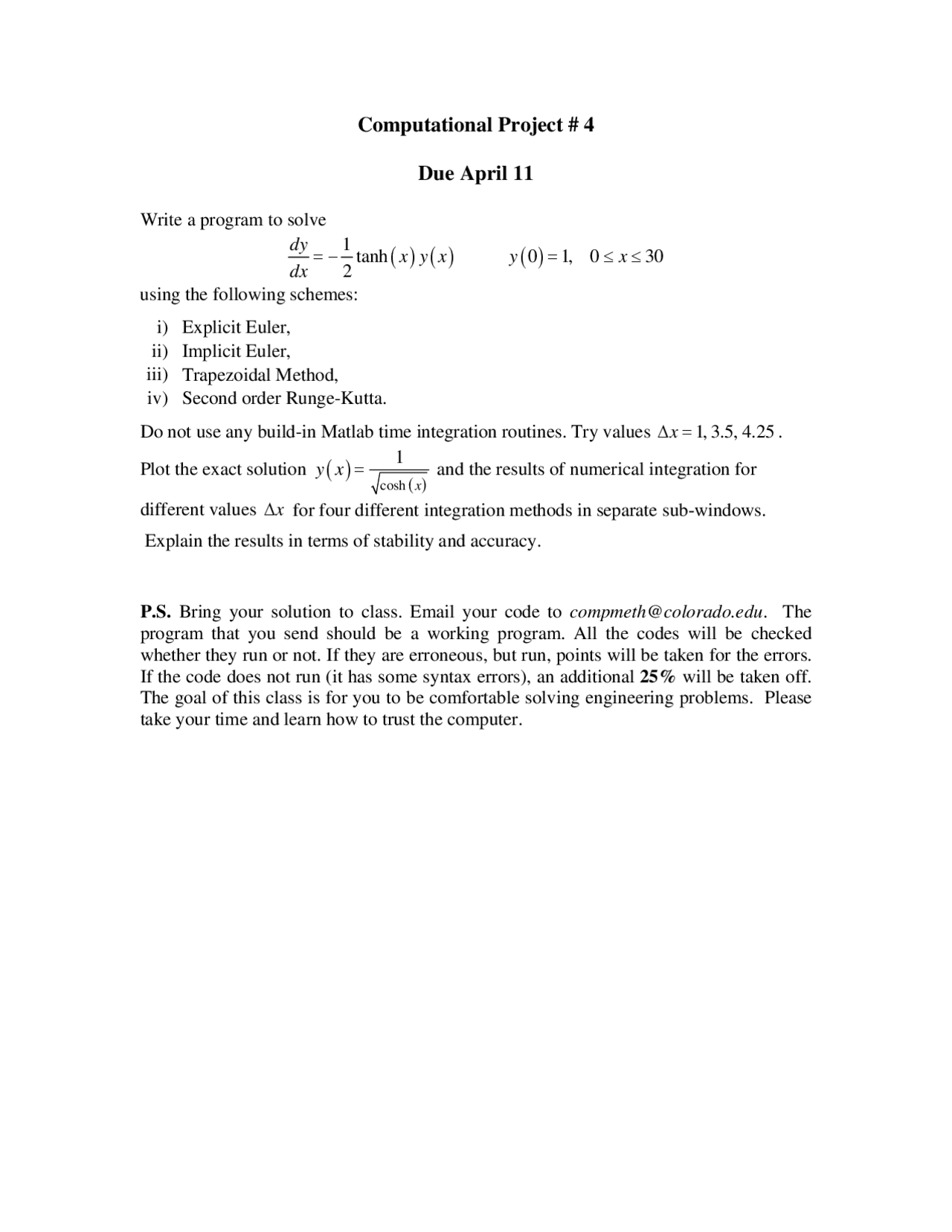 Project 4 Computational Methods Mcen 3030 Docsity