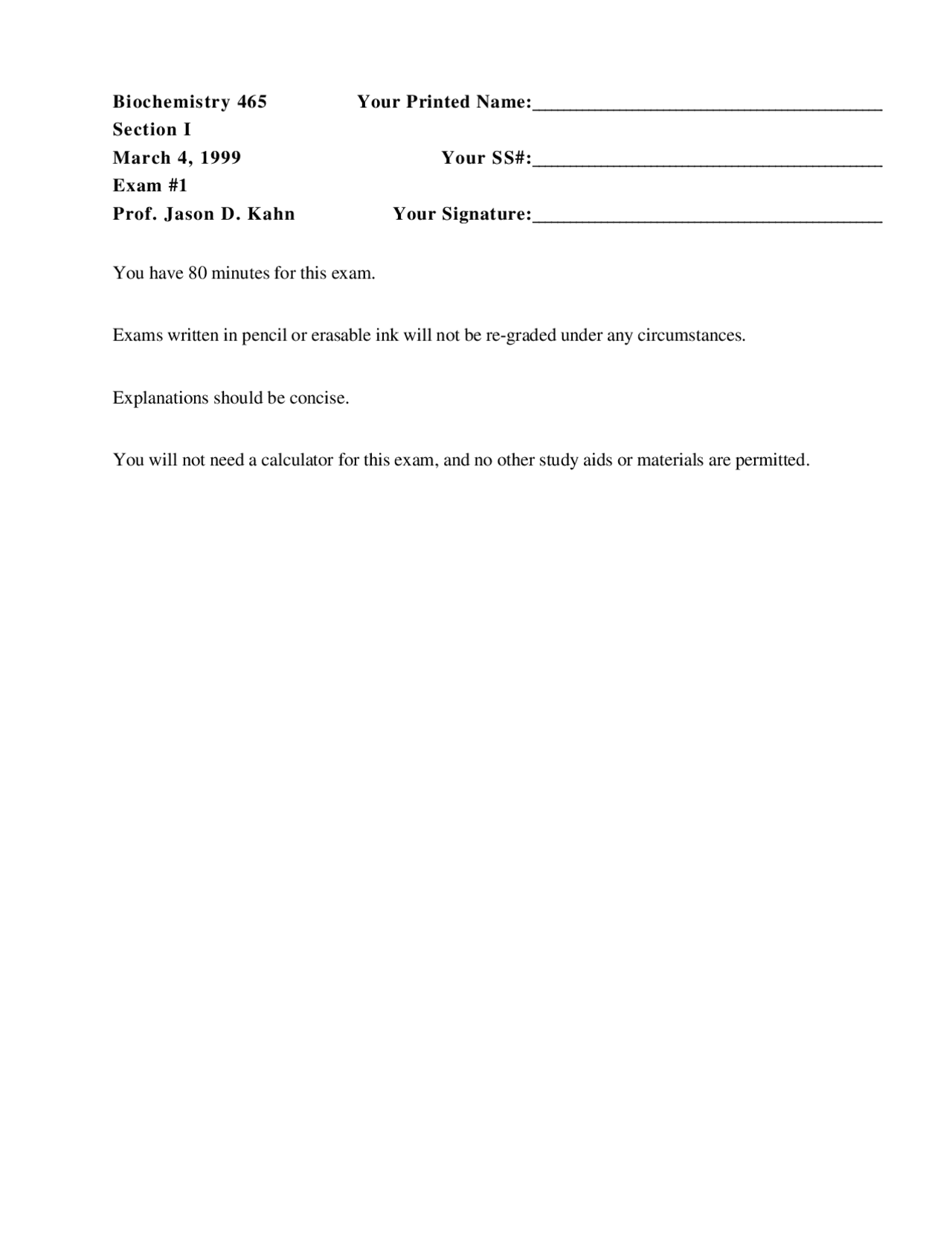 Midterm Exam Section 1 Biochemistry Iii Bchm 465 Docsity