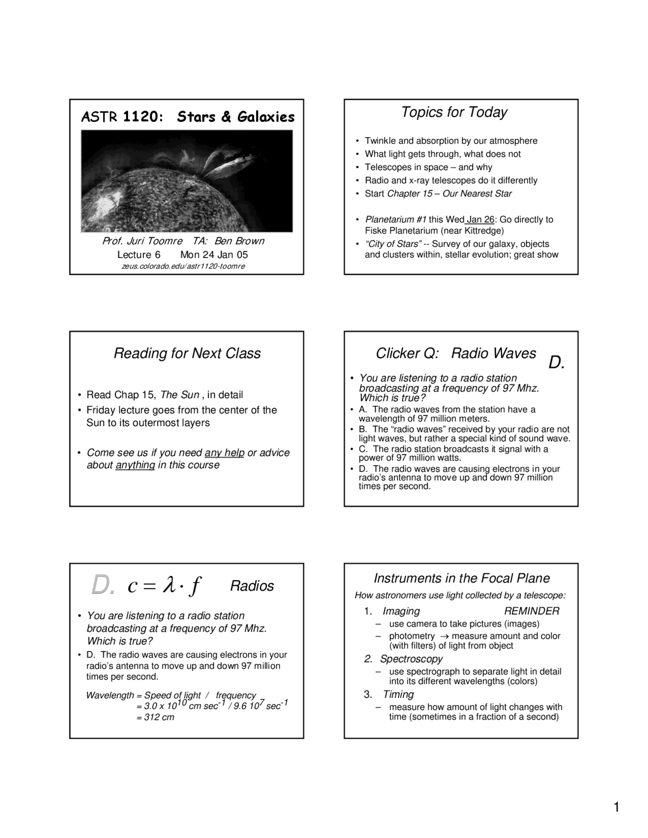 Light Pollution Our Nearest Star Lecture Slides Astr 1120 Docsity