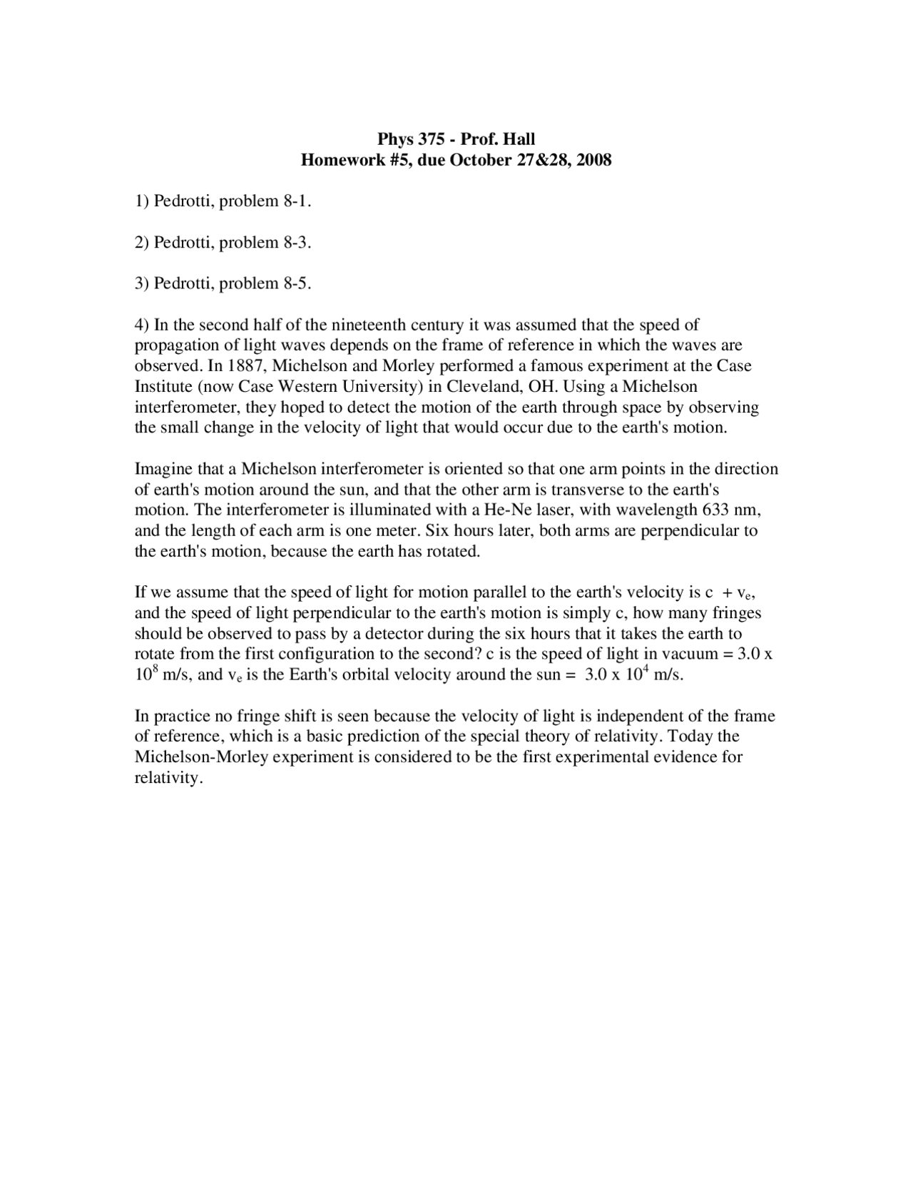 Homework 5 Questions Experimental Physics Iii Phys 375 Docsity
