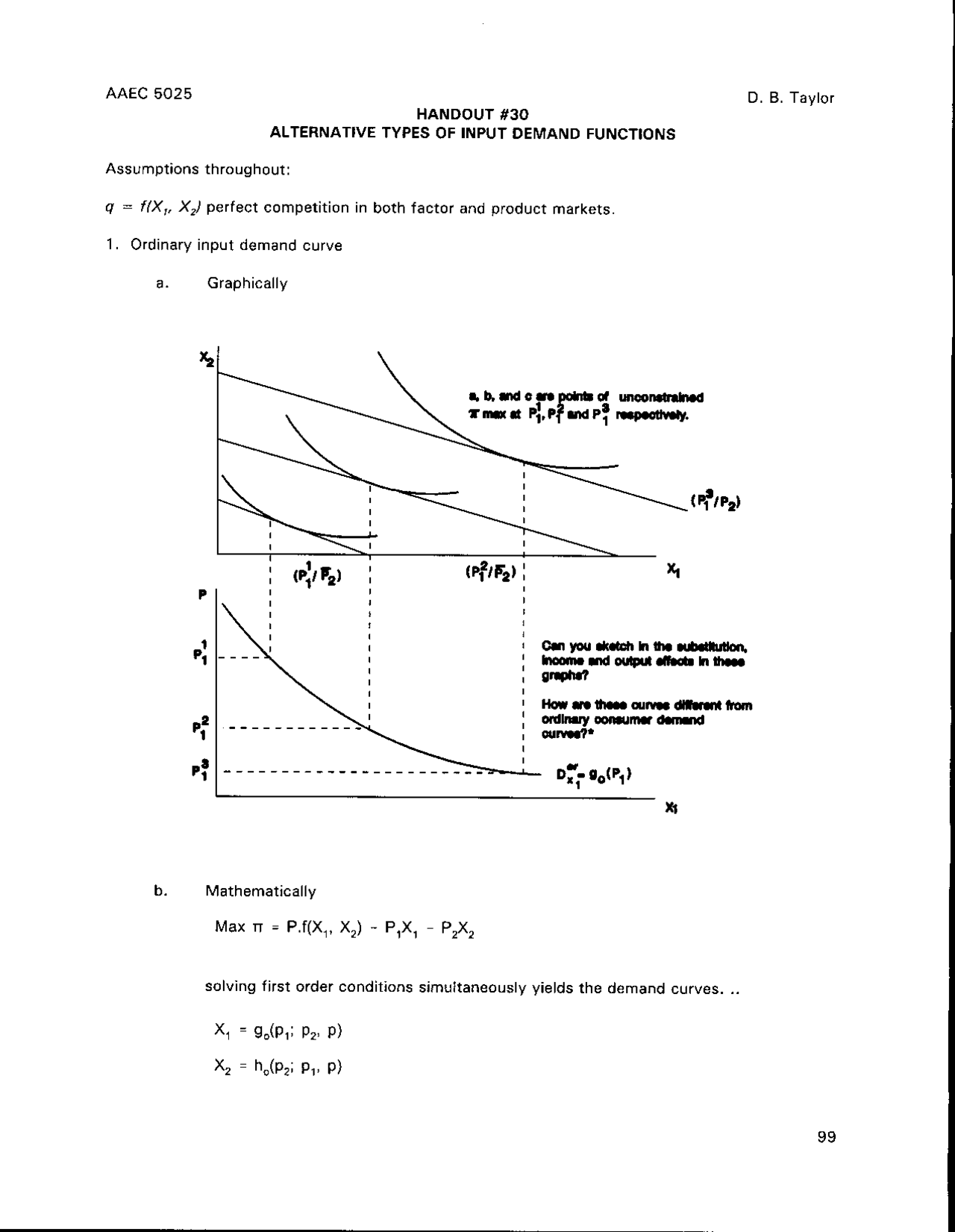 Alternative Types Of Input Demand Functions Applied Microeconomic