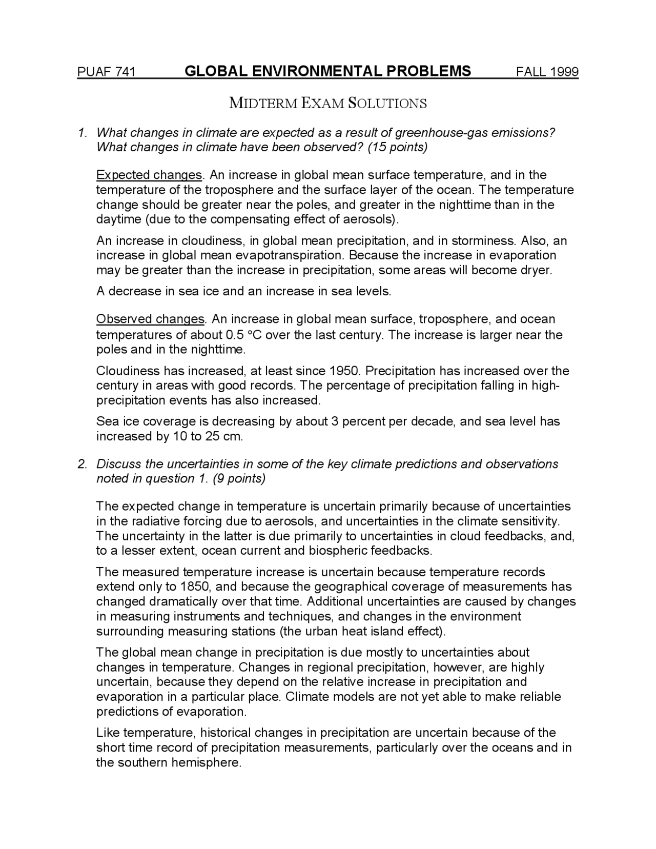 Midterm Exam With Solution Global Environmental Problems Puaf 741
