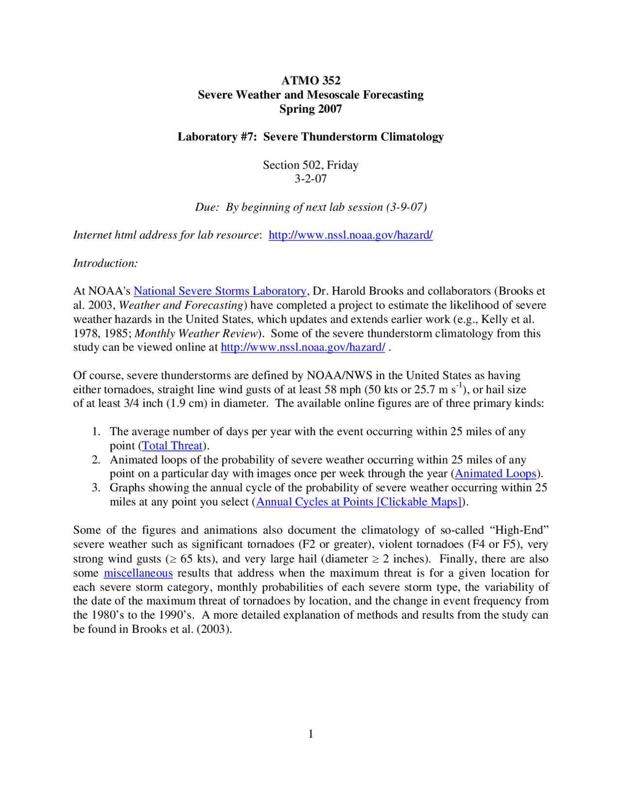 Severe Thunderstorm Climatology Lab 7 Atmo 352 Docsity