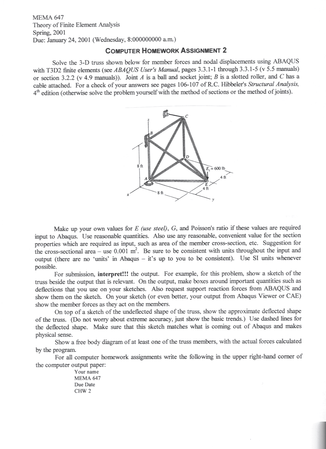 Theory Of Finite Element Analysis Computer Assignment Ii Mema 647 Docsity