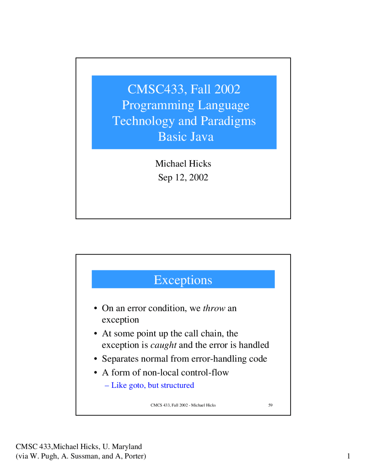 Programming Language Technologies And Paradigm Basic Java Cmsc 433 5138