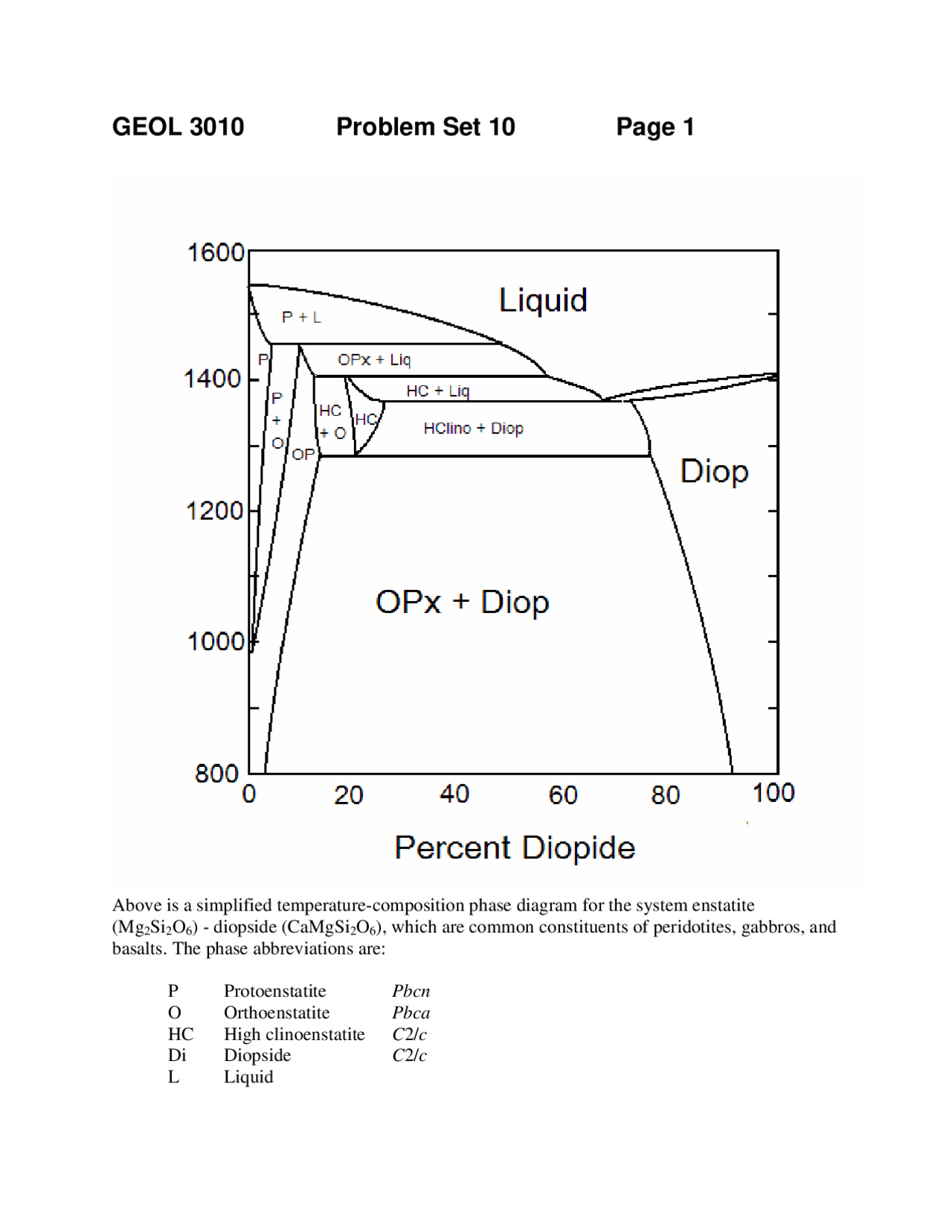 Problem Set Ten For Introduction To Mineralogy Geol 3010 Docsity