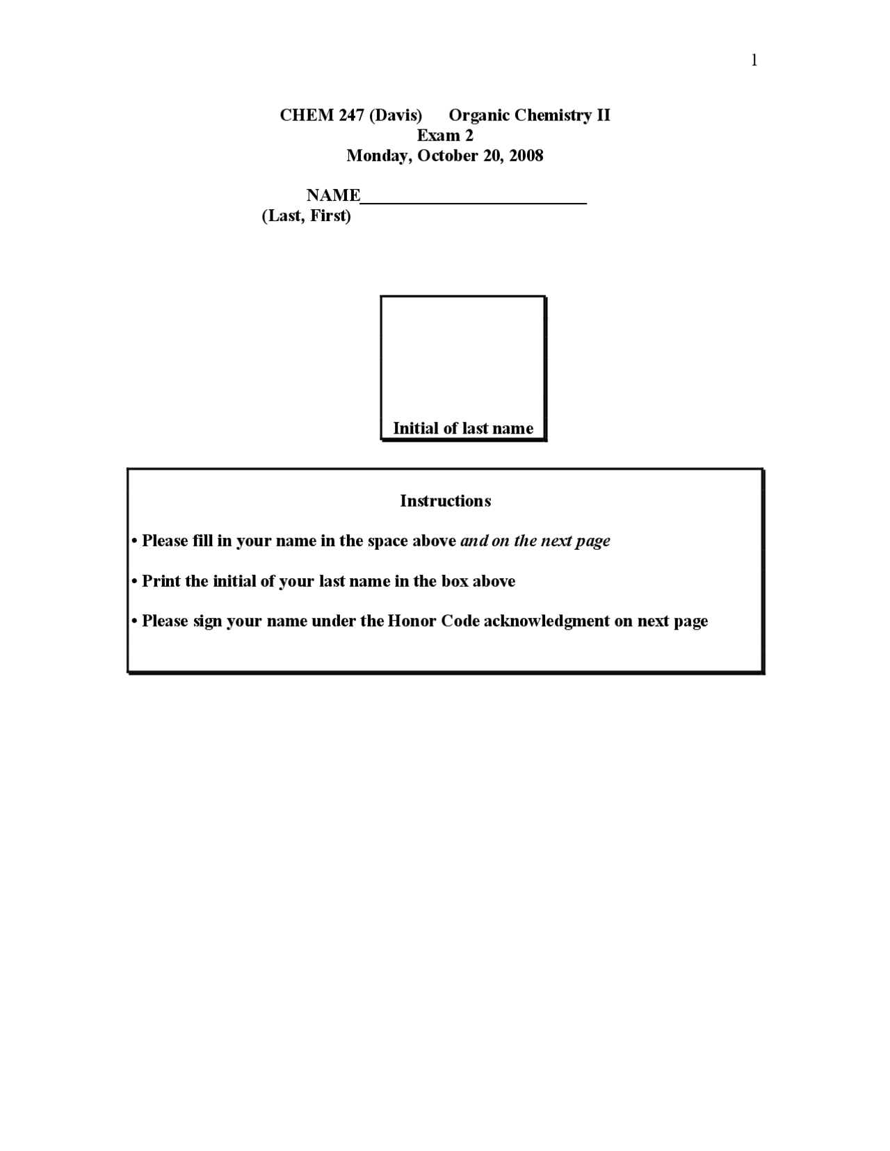 10 Solved Questions On Organic Chemistry Ii Exam 2 Chem 247 Docsity