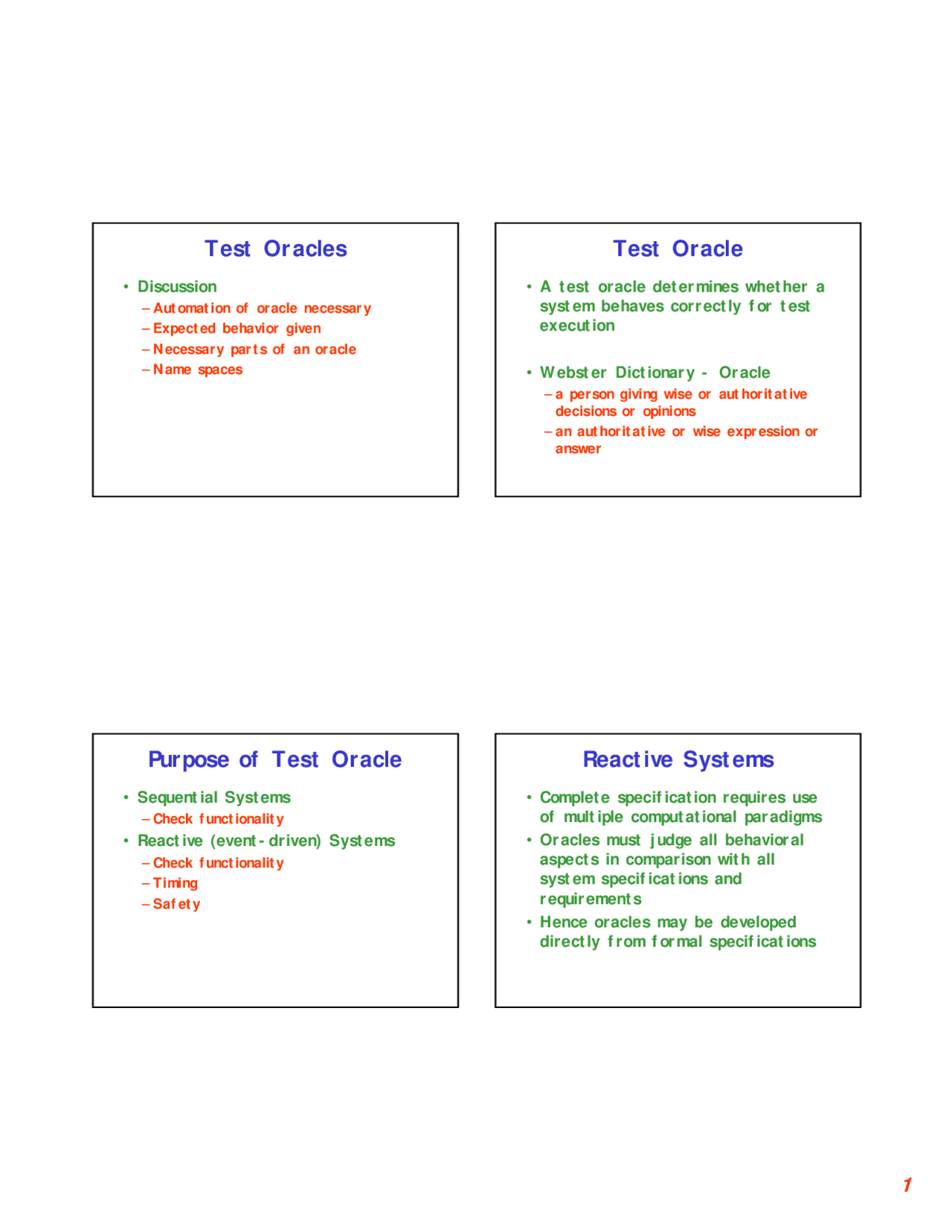 Slides Notes On Test Oracles And Reactive System Cmsc 737 Docsity 4978